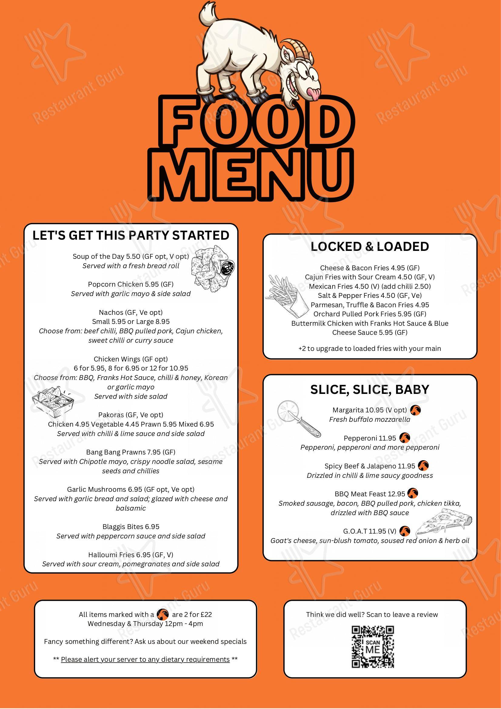 Menu at The Tipsy Goat pub & bar, Dundee