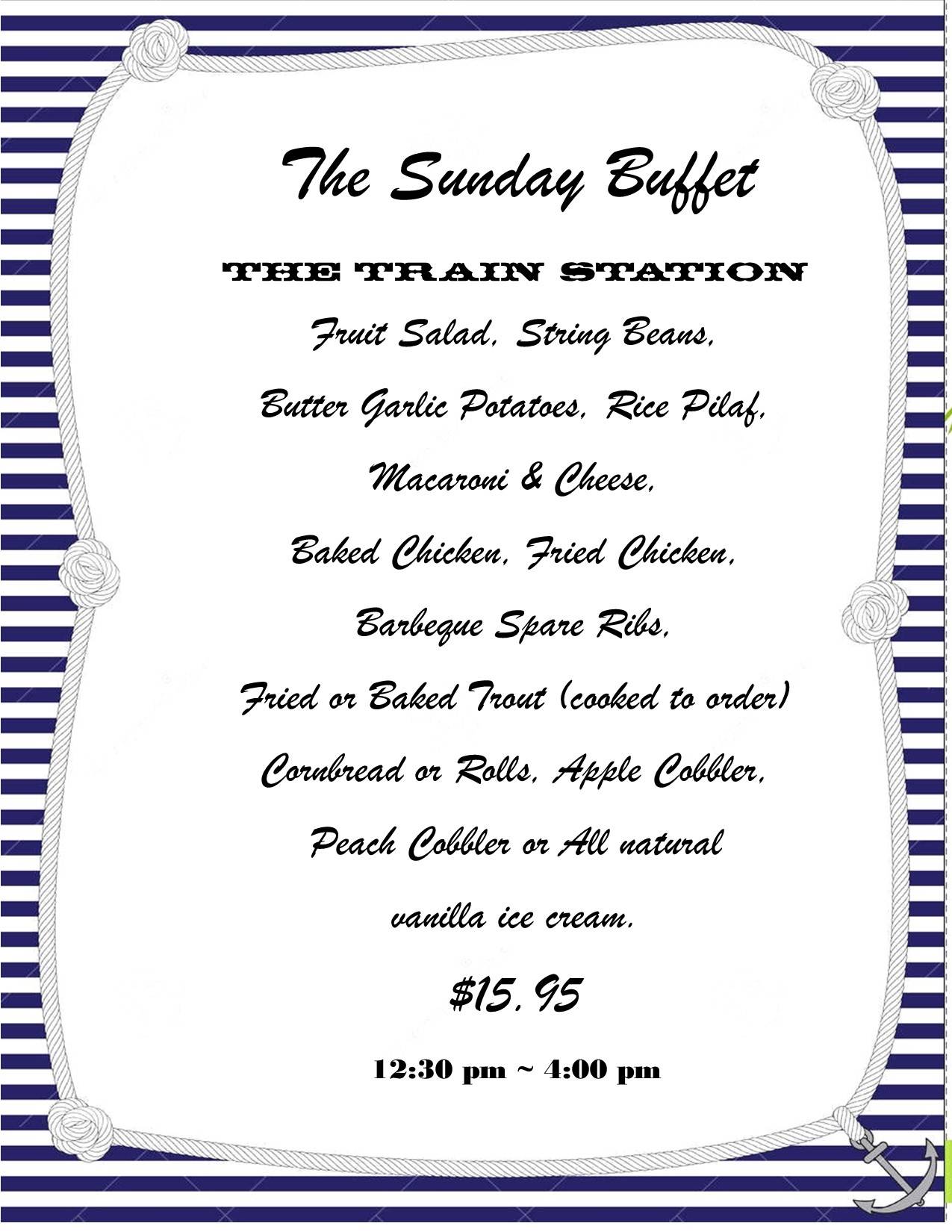 Menu at The Train Station Restaurant, Newport News