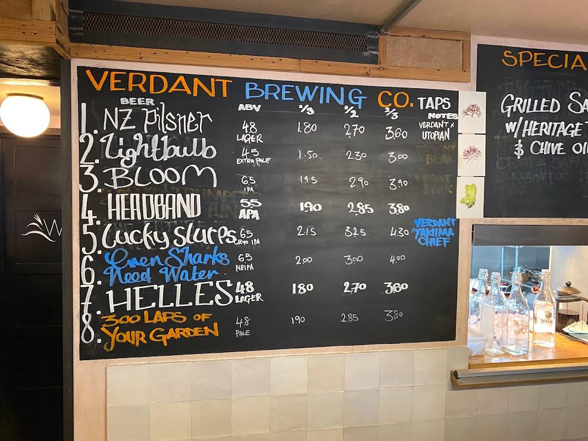 Menu at The Verdant Seafood Bar, Falmouth