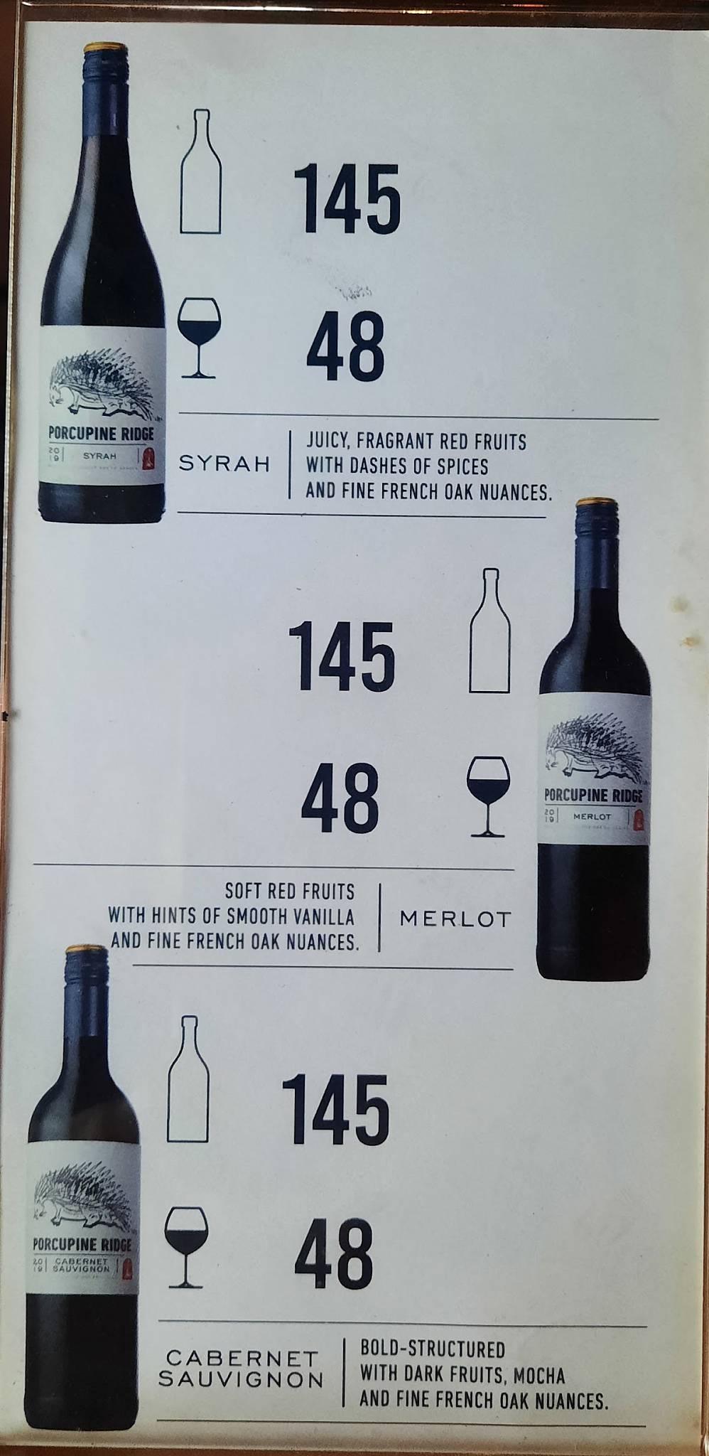 Menu at The Village Bicycle restaurant, Cape Town