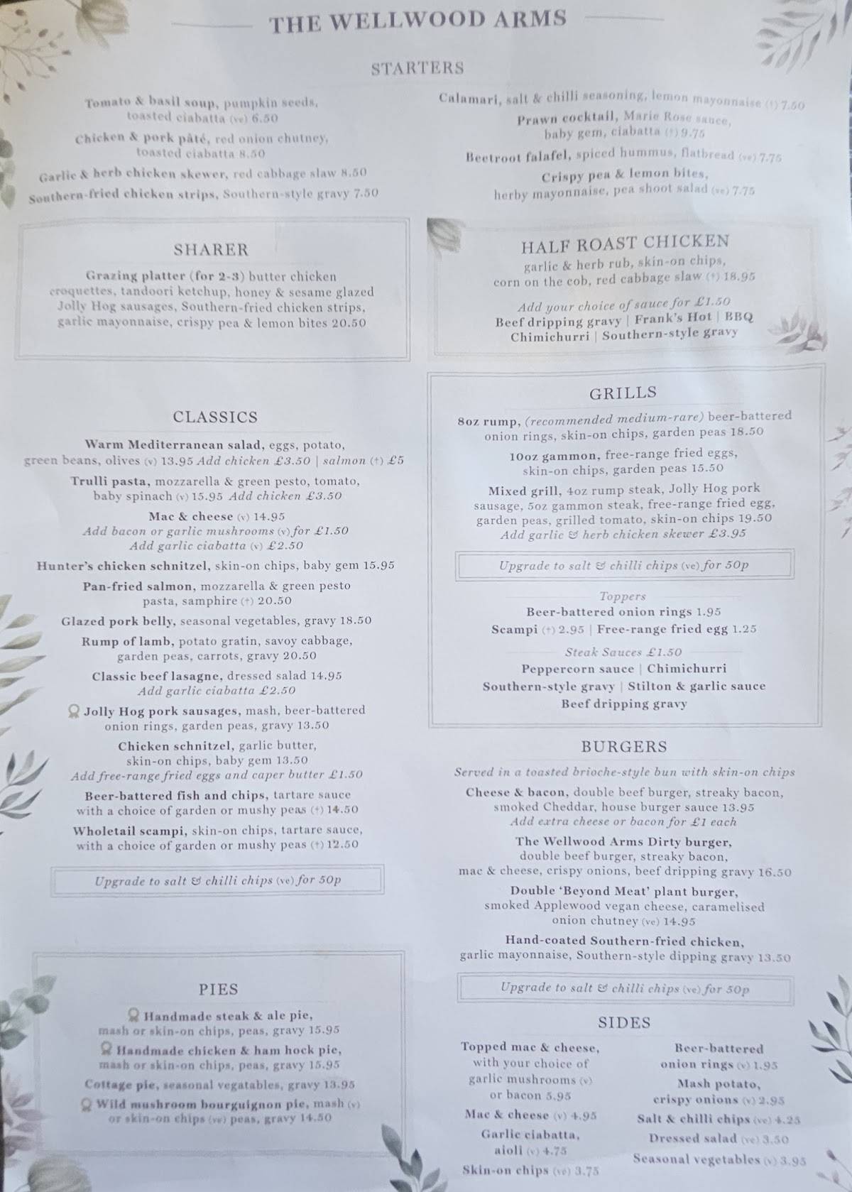 Menu at The Wellwood Arms pub & bar, Warkworth