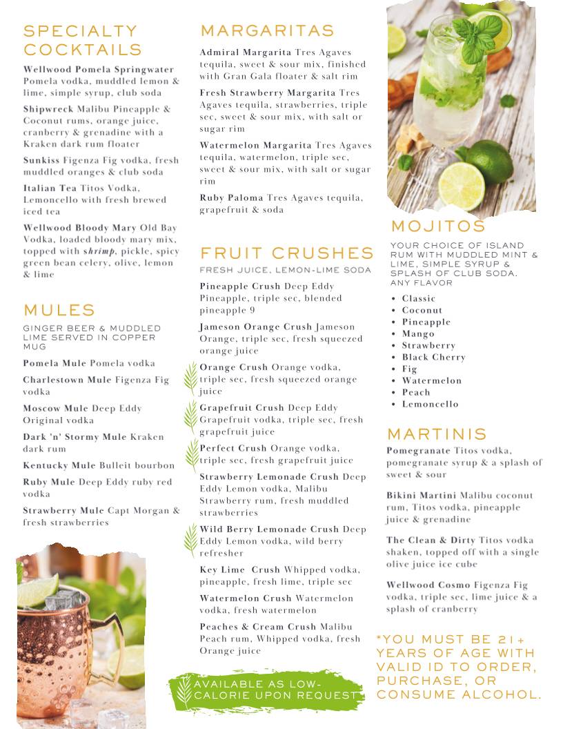 Menu at The Wellwood Restaurant, Charlestown, 523 Water St