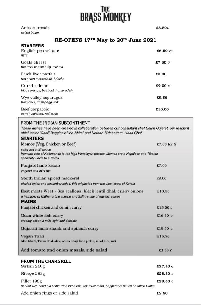 Menu at The White Hart Inn at Lydgate pub & bar, Oldham