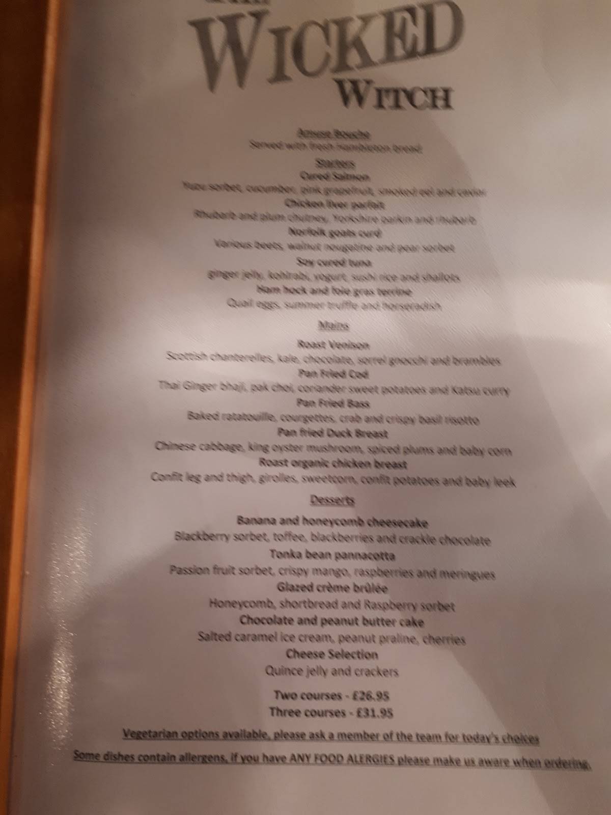 Menu at The Wicked Witch pub & bar, Stamford