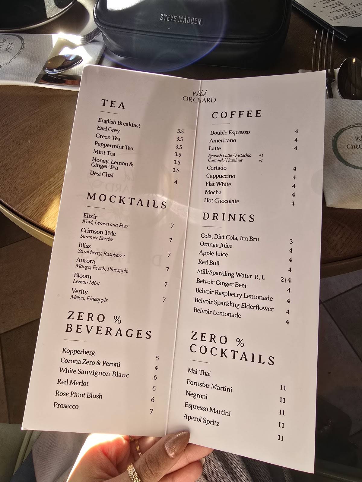Menu at The Wild Orchard restaurant, Bradford