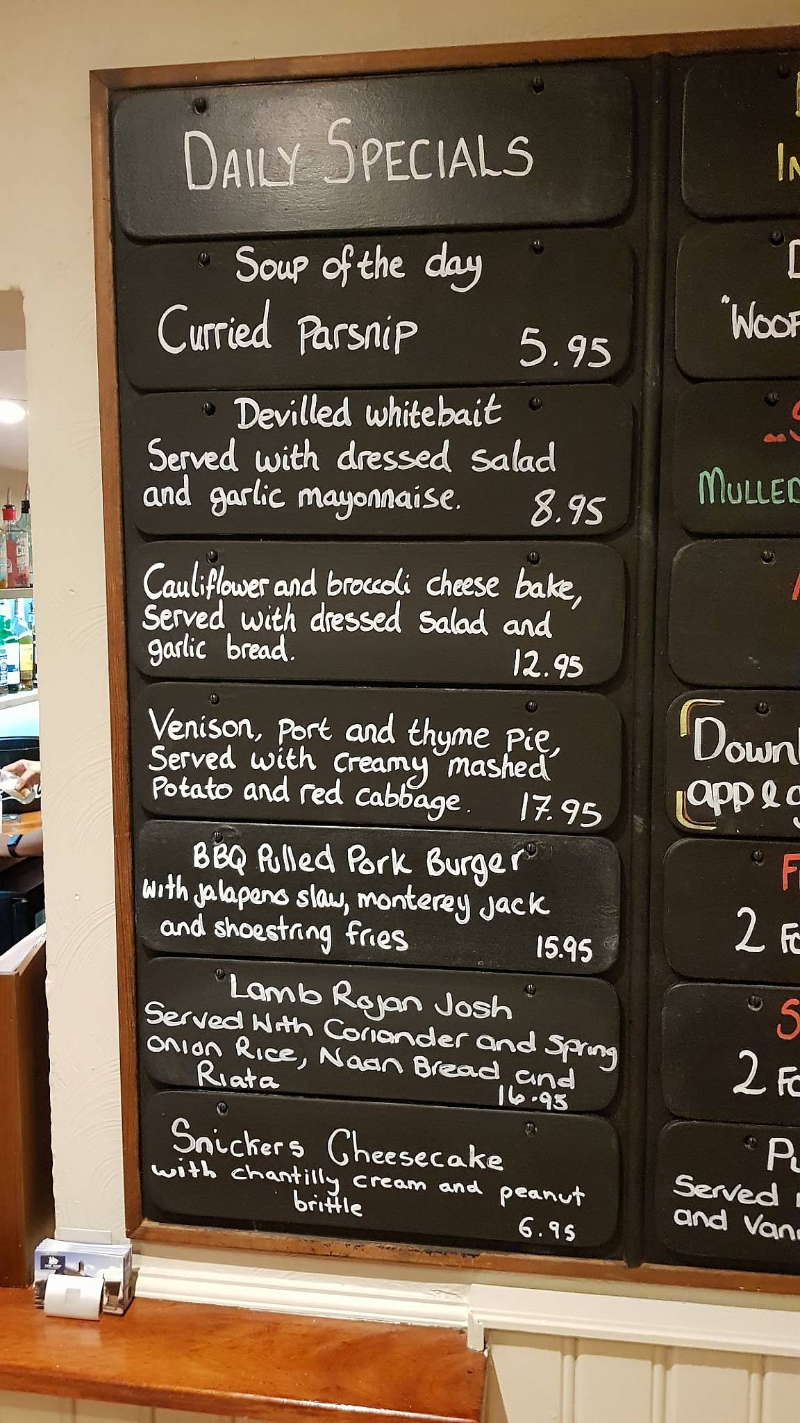 Menu at The Wilford Bridge pub & bar, Woodbridge