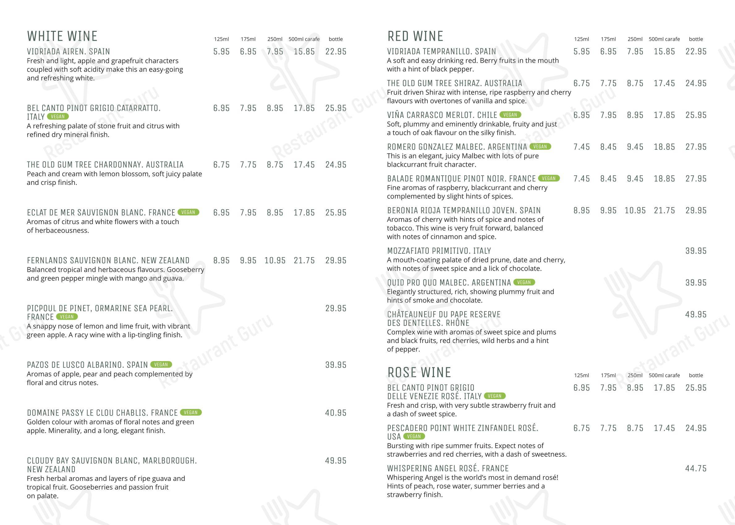 Menu at The Wilford Bridge pub & bar, Woodbridge