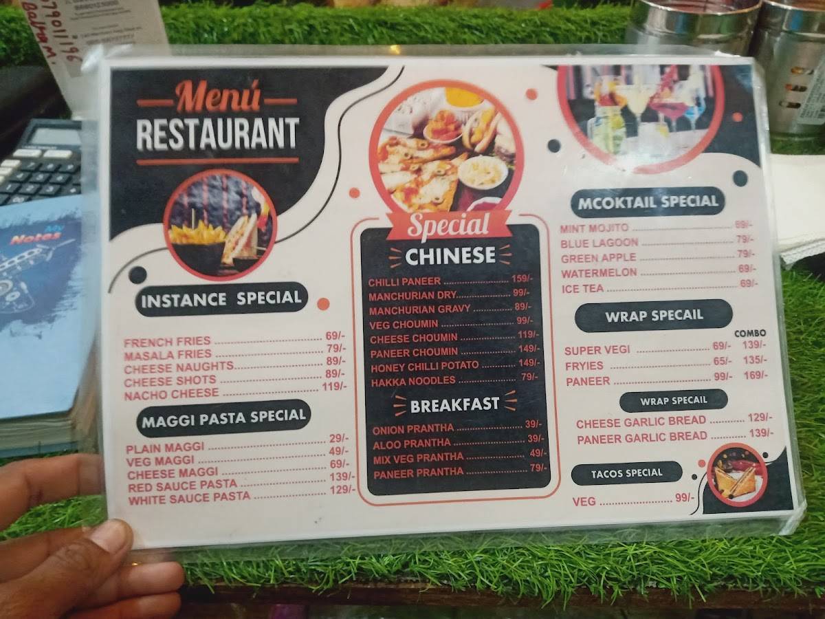 Menu at The food point, Suratgarh, Trimurti Mandir road
