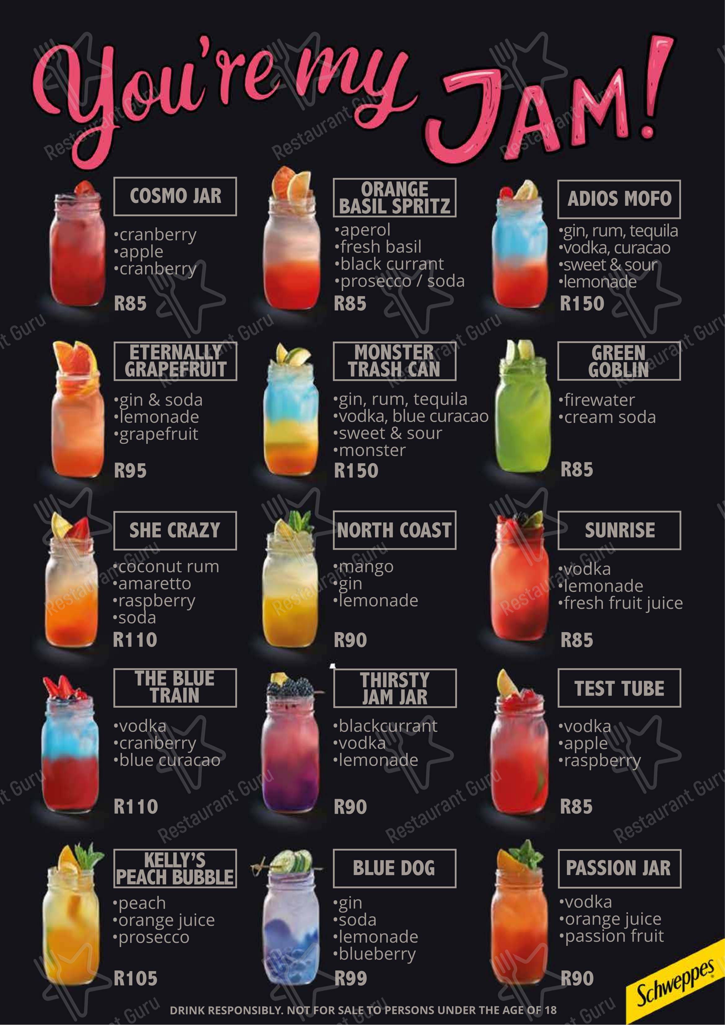 Menu at Thirsty Scarecrow restaurant, Stellenbosch