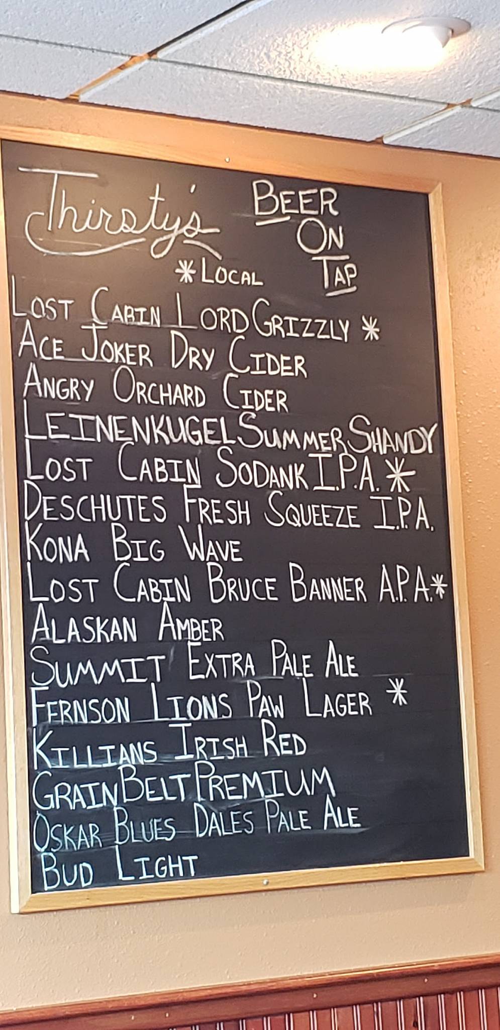 Menu at Thirsty's pub & bar, Rapid City