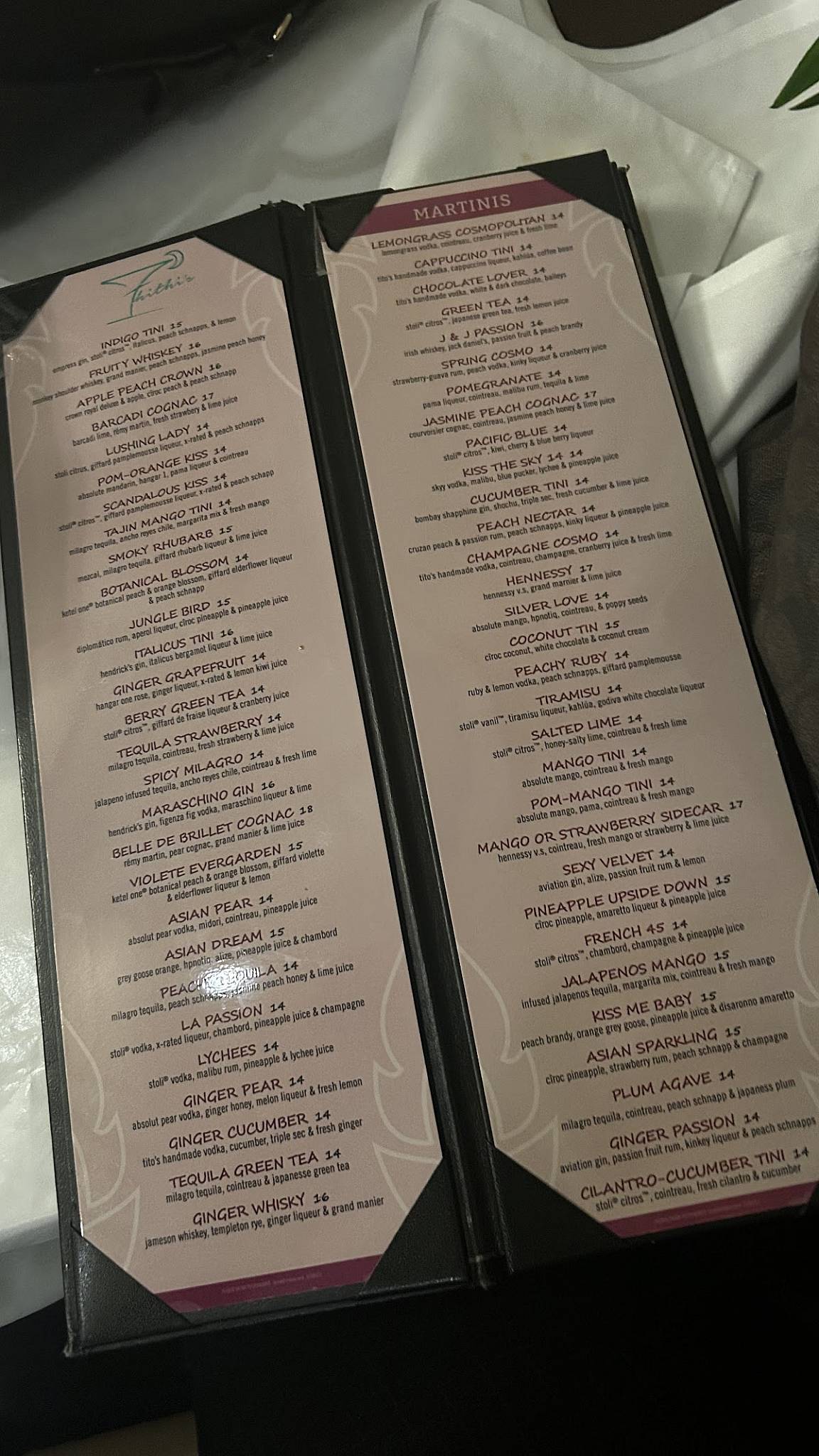 Menu at Thithi's Restaurant, Evergreen Park