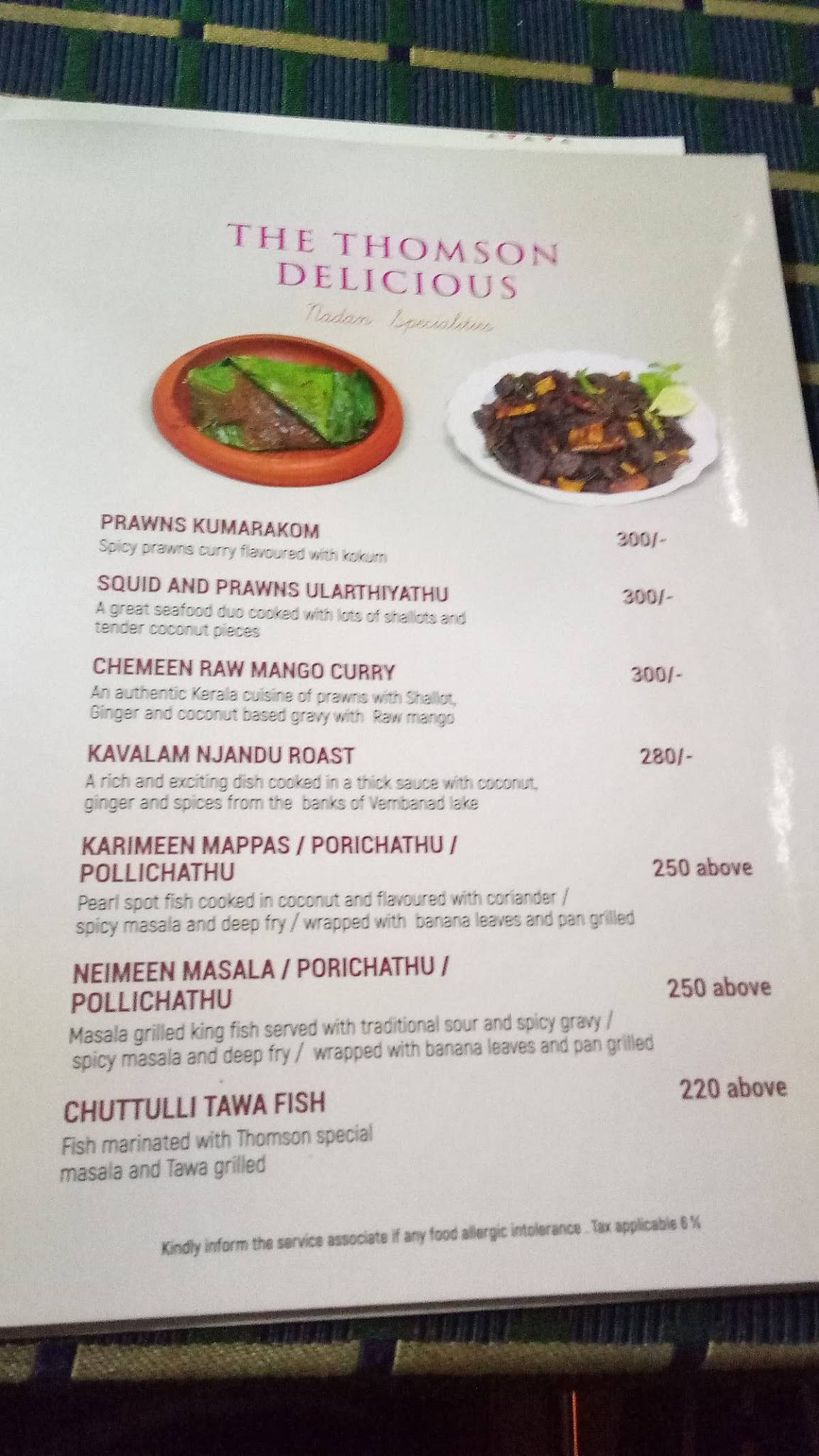 Menu at Thomson Food Mall Thiruvalla, Thiruvalla, Thiruvalla-Kumbazha Hwy