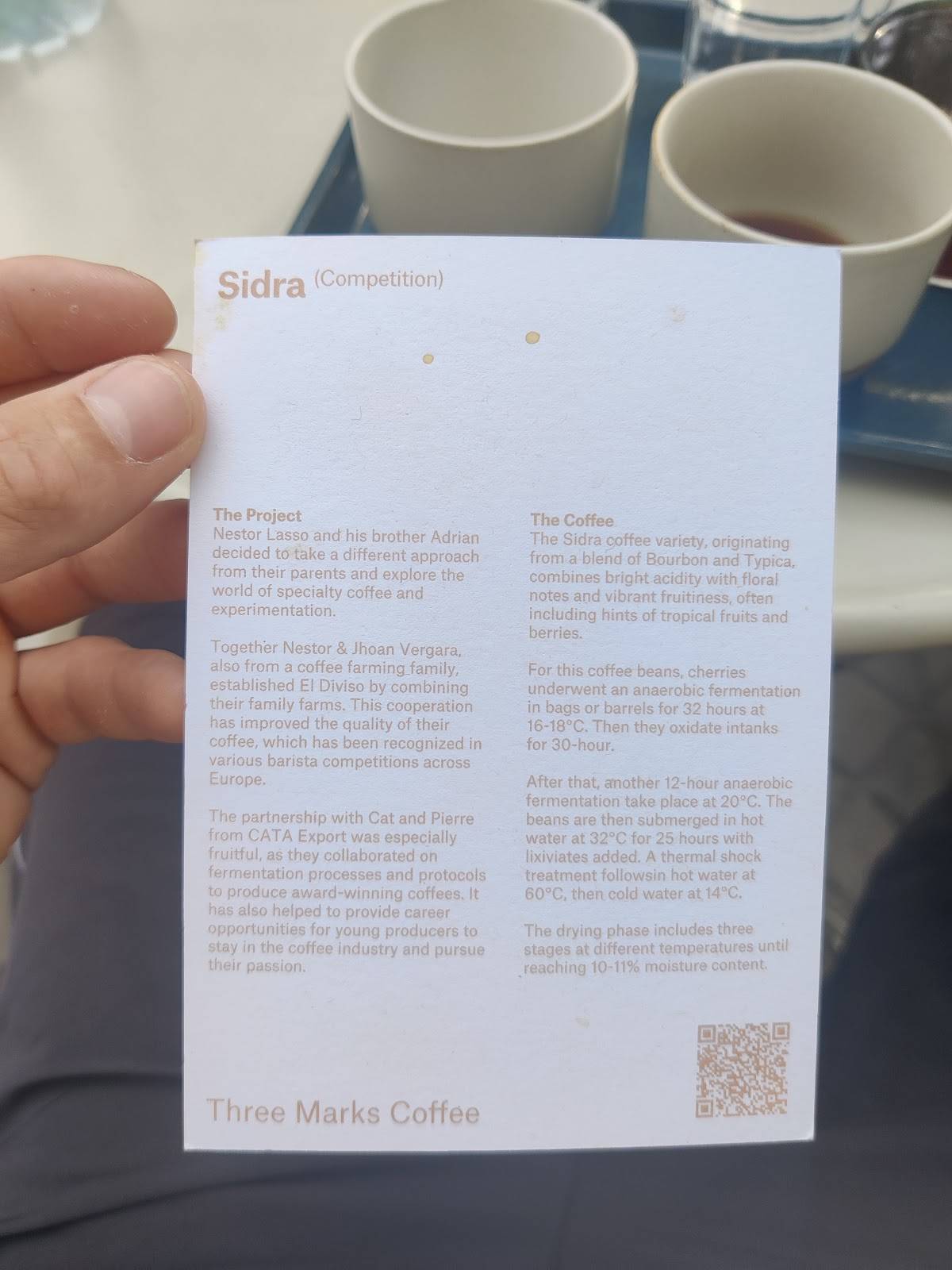 Menu at Three Marks Coffee cafe, Barcelona