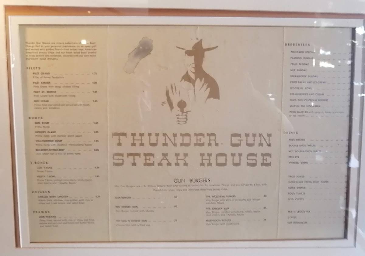 Menu at Thunder Gun restaurant, Johannesburg, 281 Beyers Naude Drive ...