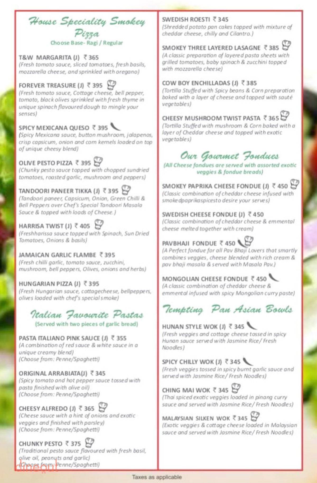 Menu at Thyme & Whisk, Vadodara