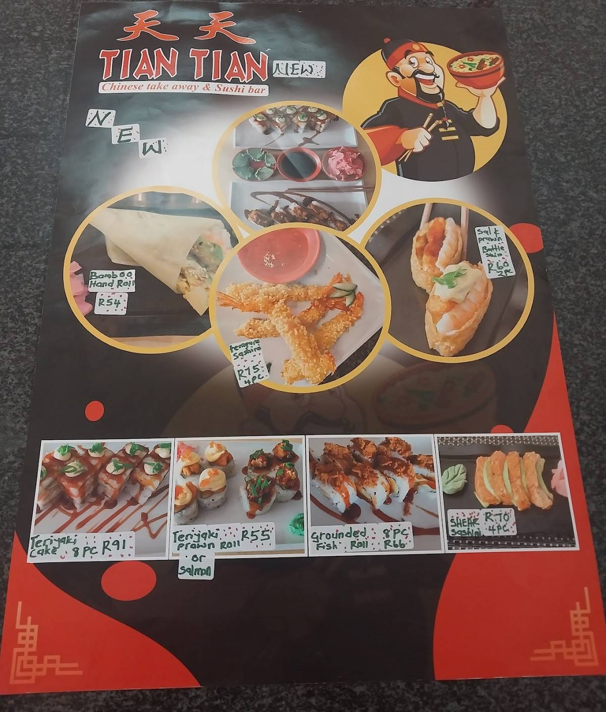 Menu at Tian Tian Chinese Restaurant & Sushi Bar, Pretoria, 488 Piering Rd