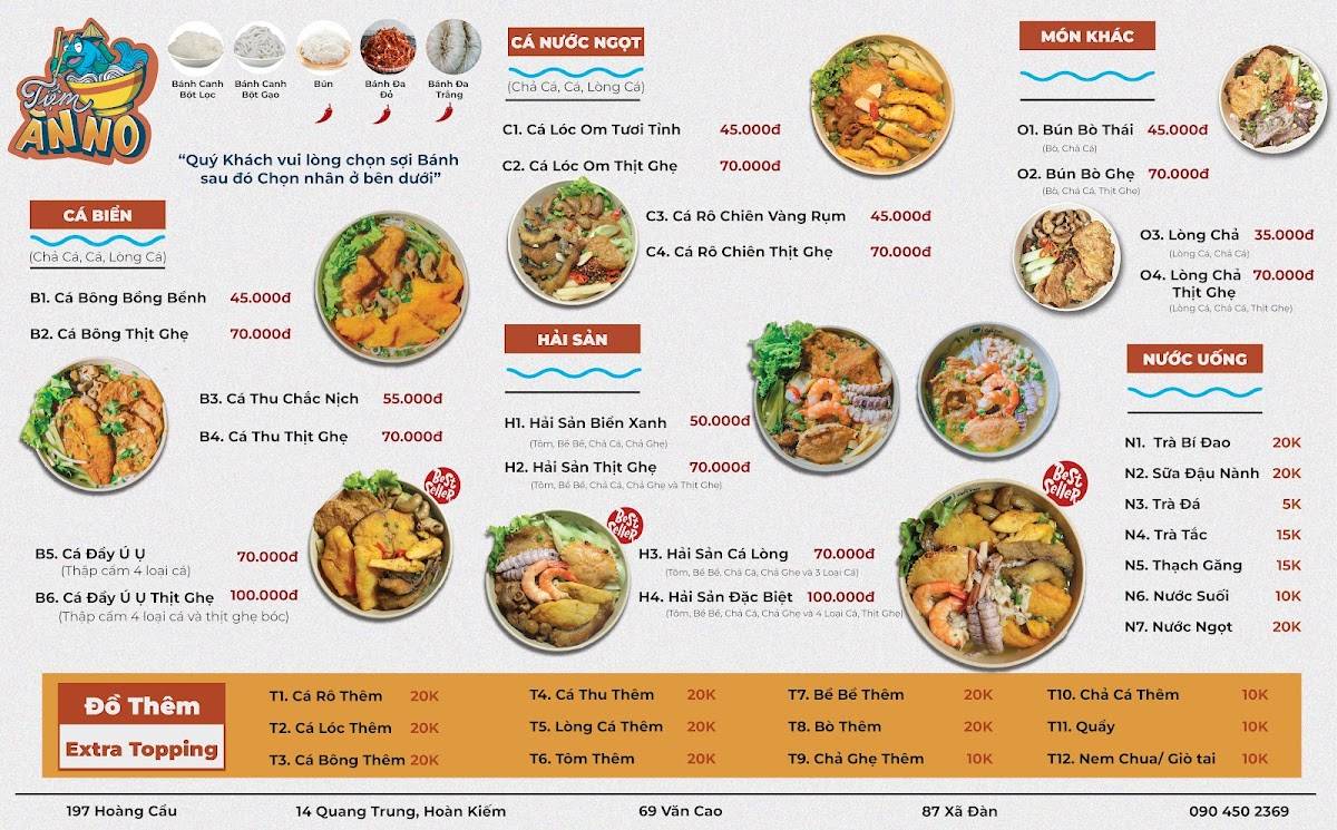 Menu at Tiệm Ăn No - 69 Văn Cao restaurant, Hanoi