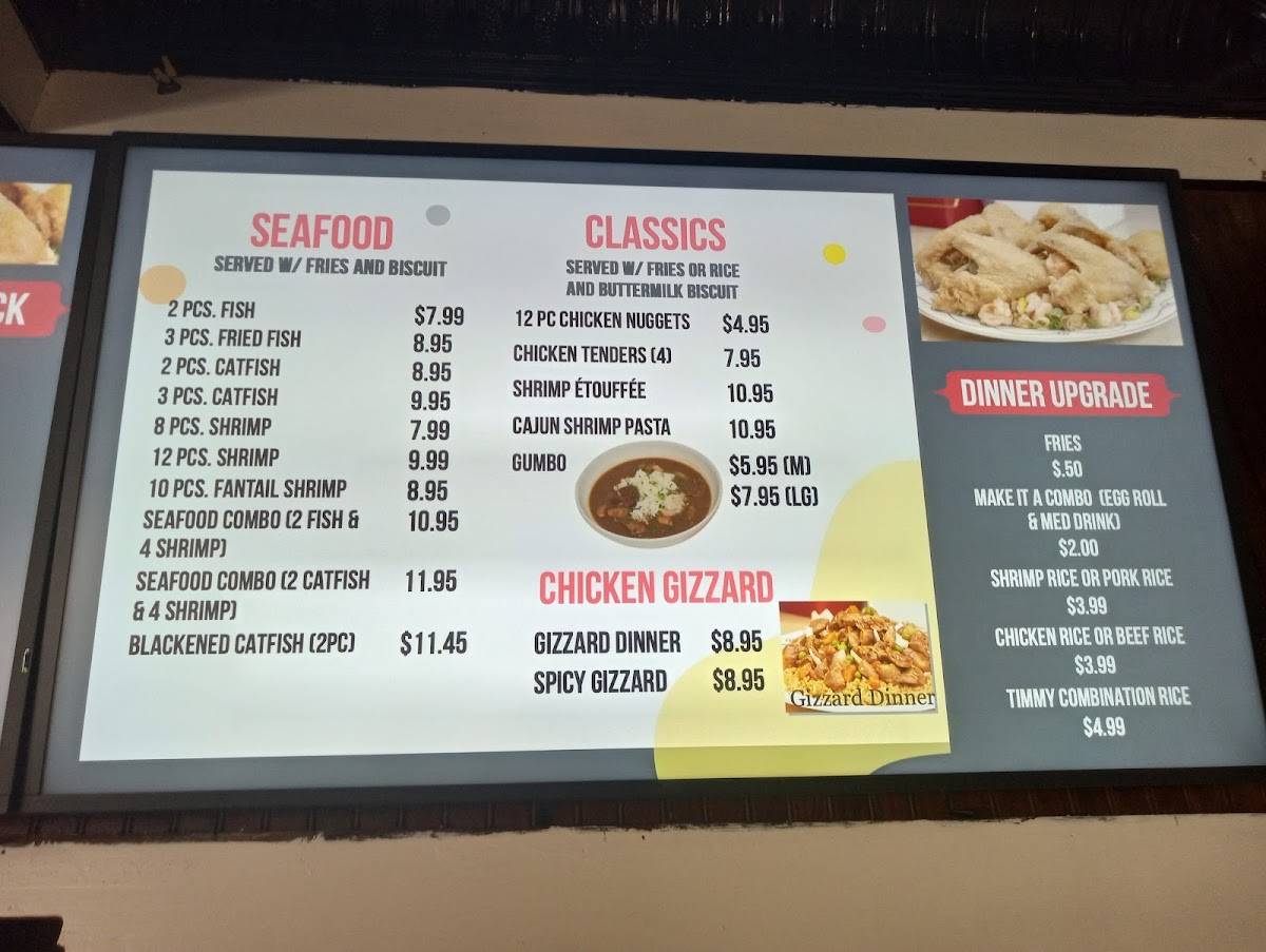Menu at Timmy Chan's restaurant, Houston, 9550 Bissonnet St
