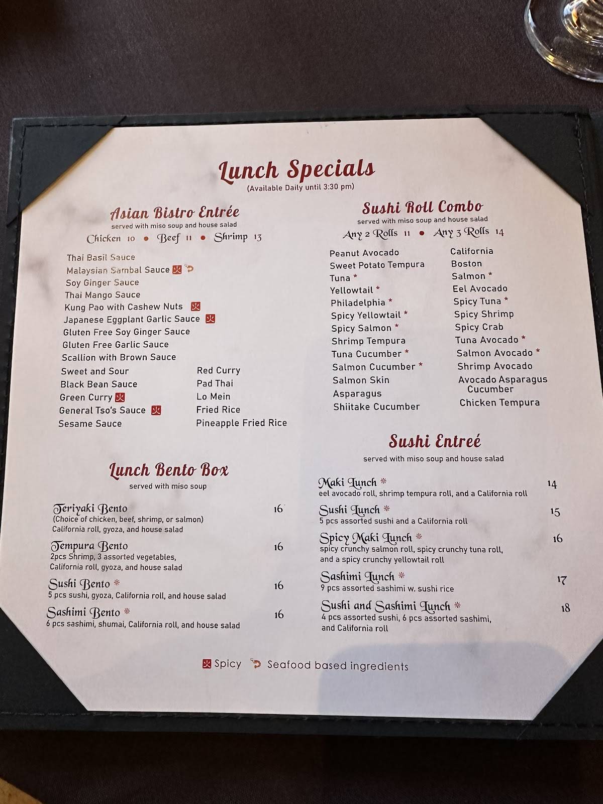 Menu at Ting restaurant, Huntington