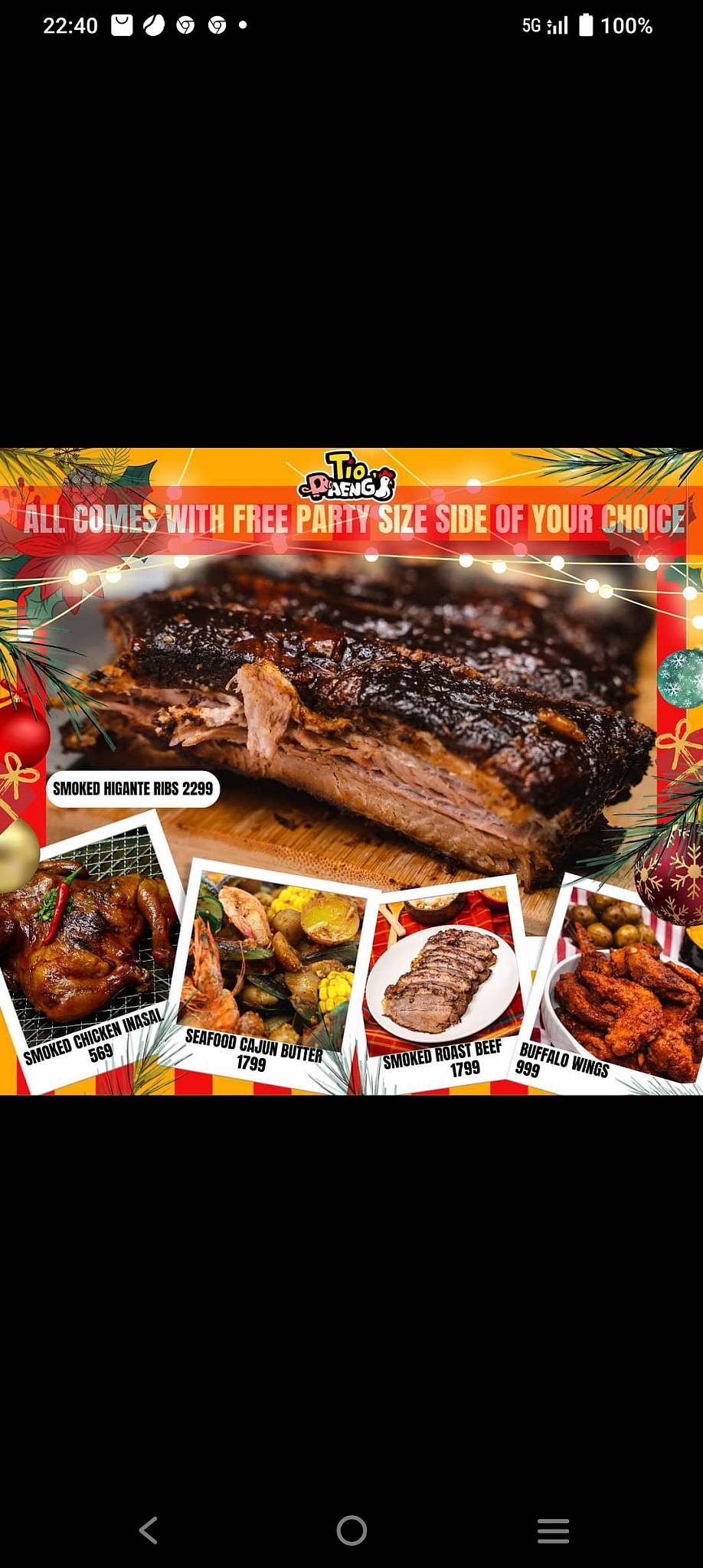 Menu at Tio Paeng's Paranaque restaurant, Parañaque