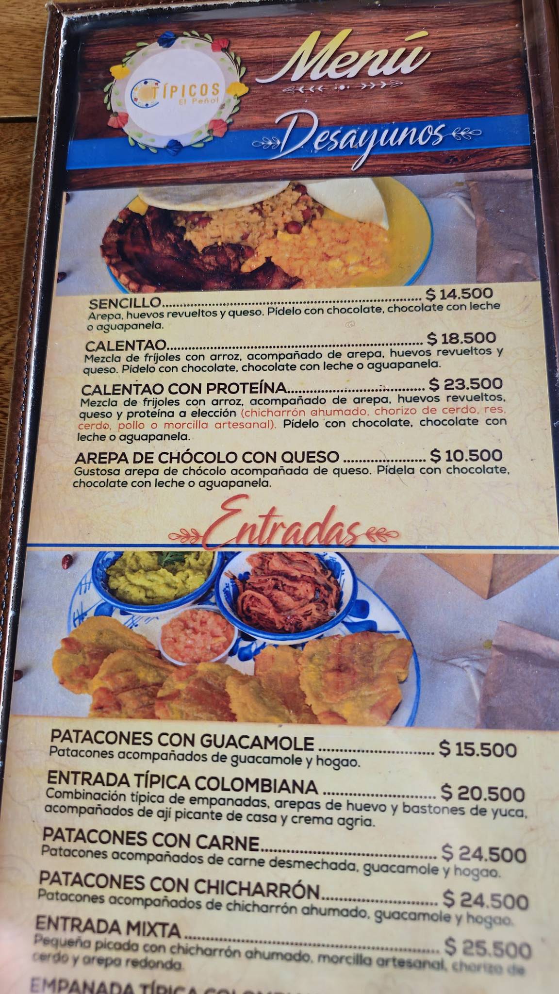 Carta del restaurante Típicos El Peñol S.A.S, Peñol