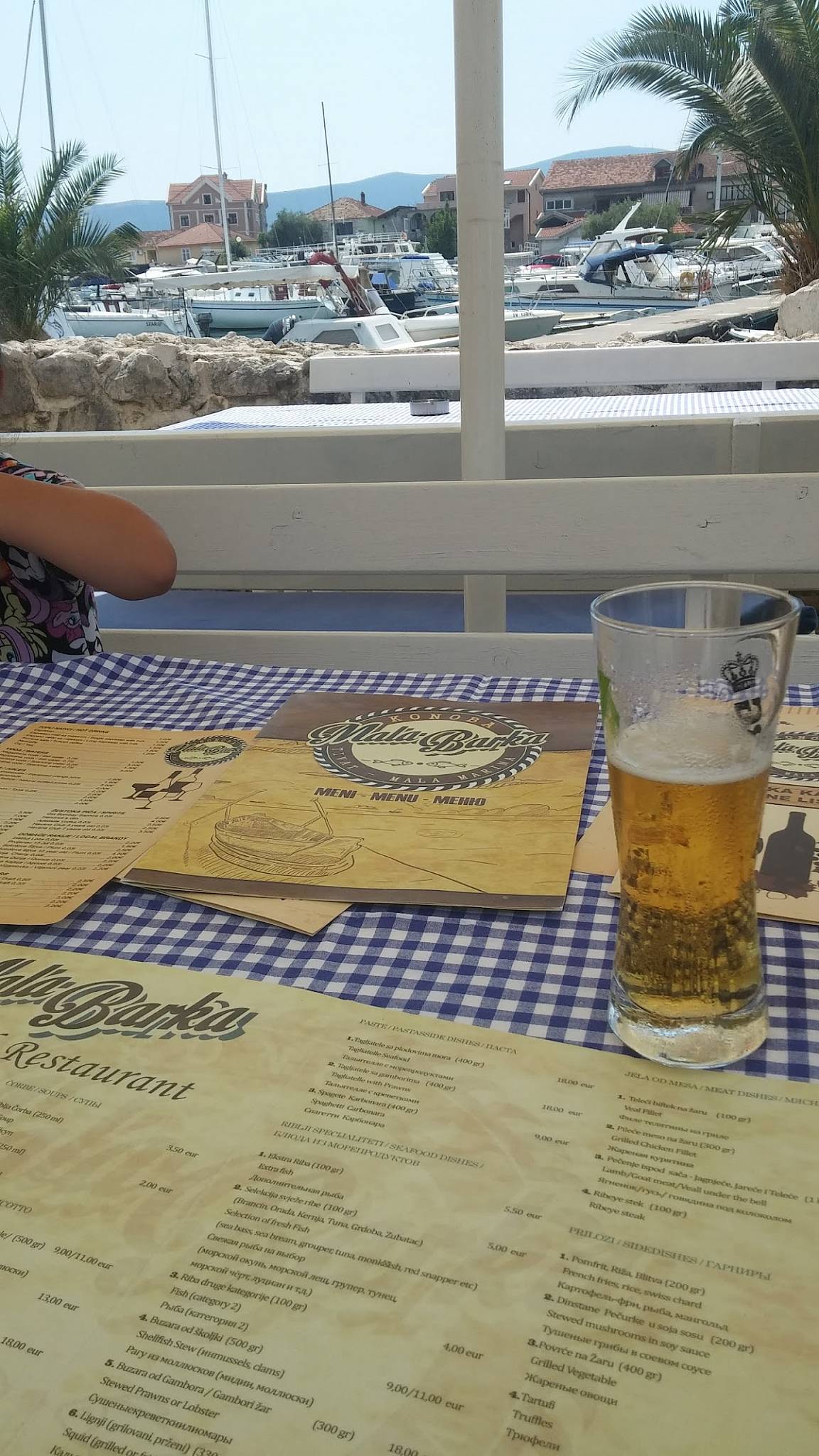 Menu at Mala Barka, Tivat