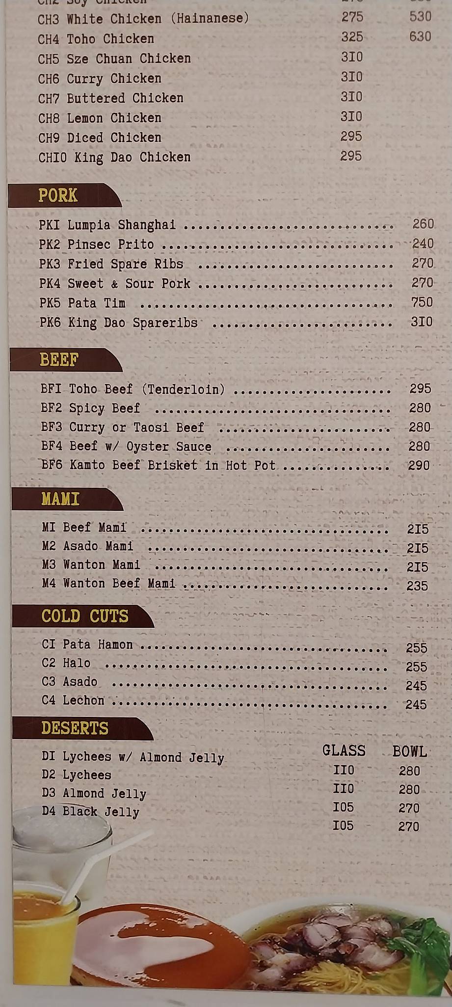Menu at Toho Antigua Festival Mall Alabang restaurant, Muntinlupa