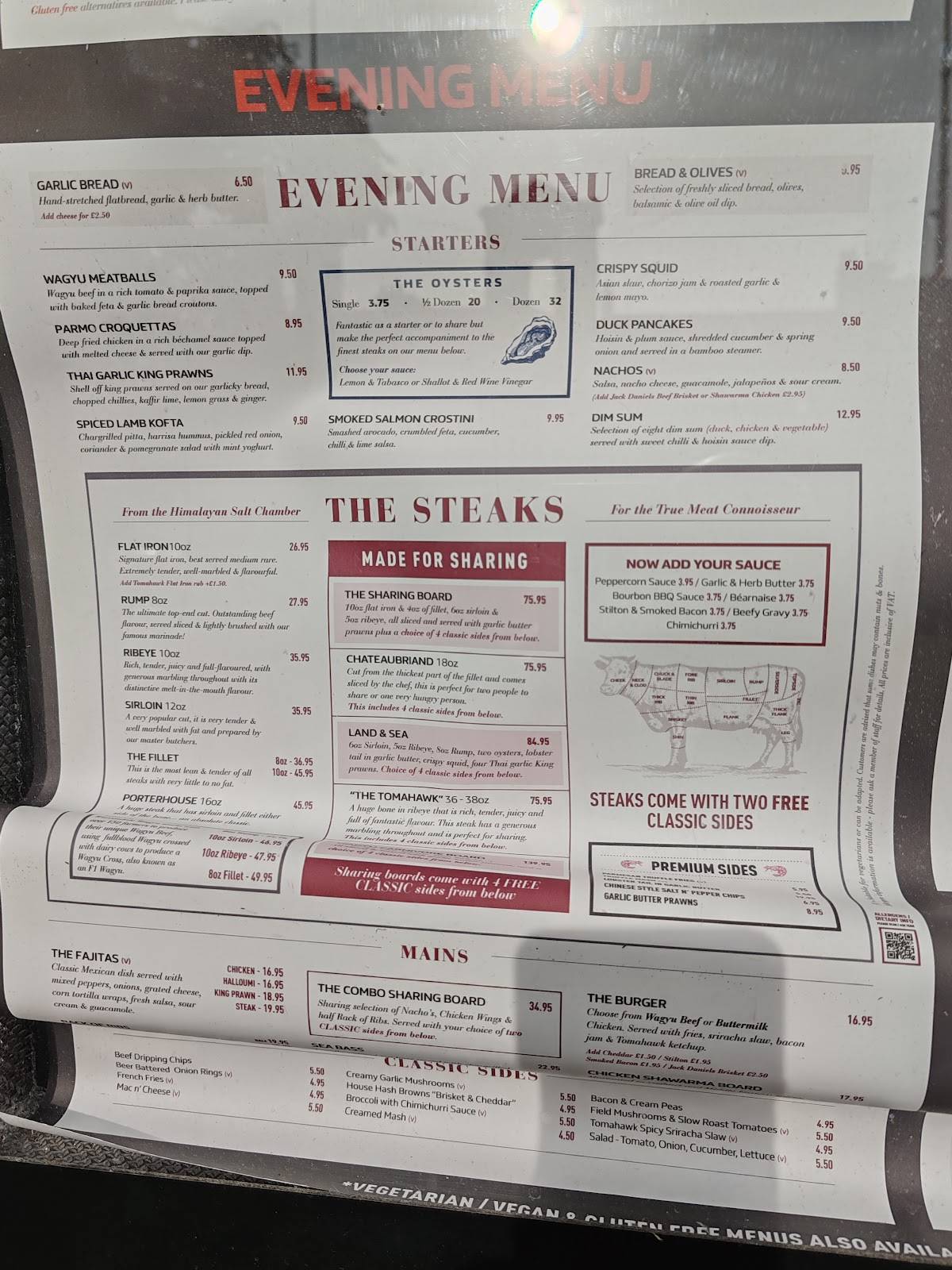 Menu at Tomahawk Steakhouse Morpeth, Morpeth