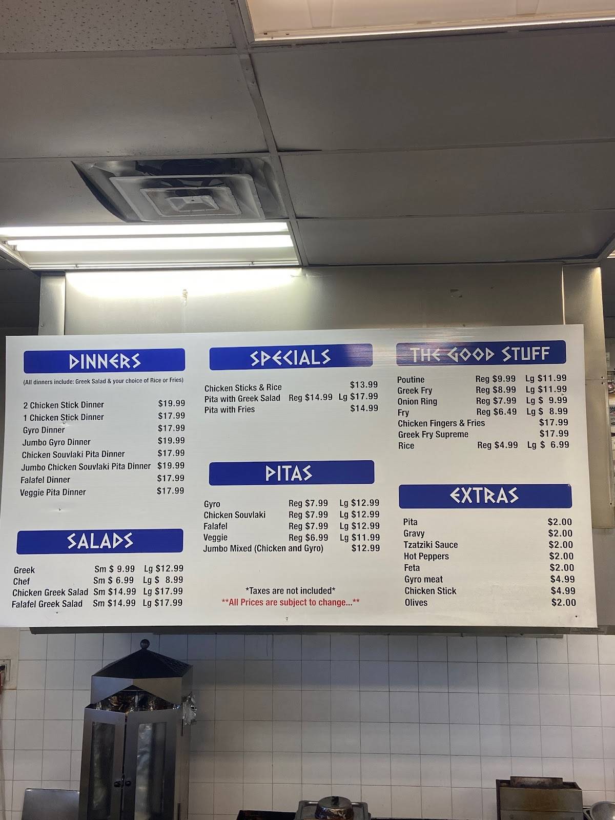 Menu at Tony's Corner restaurant, Hamilton, 314 Queenston Rd