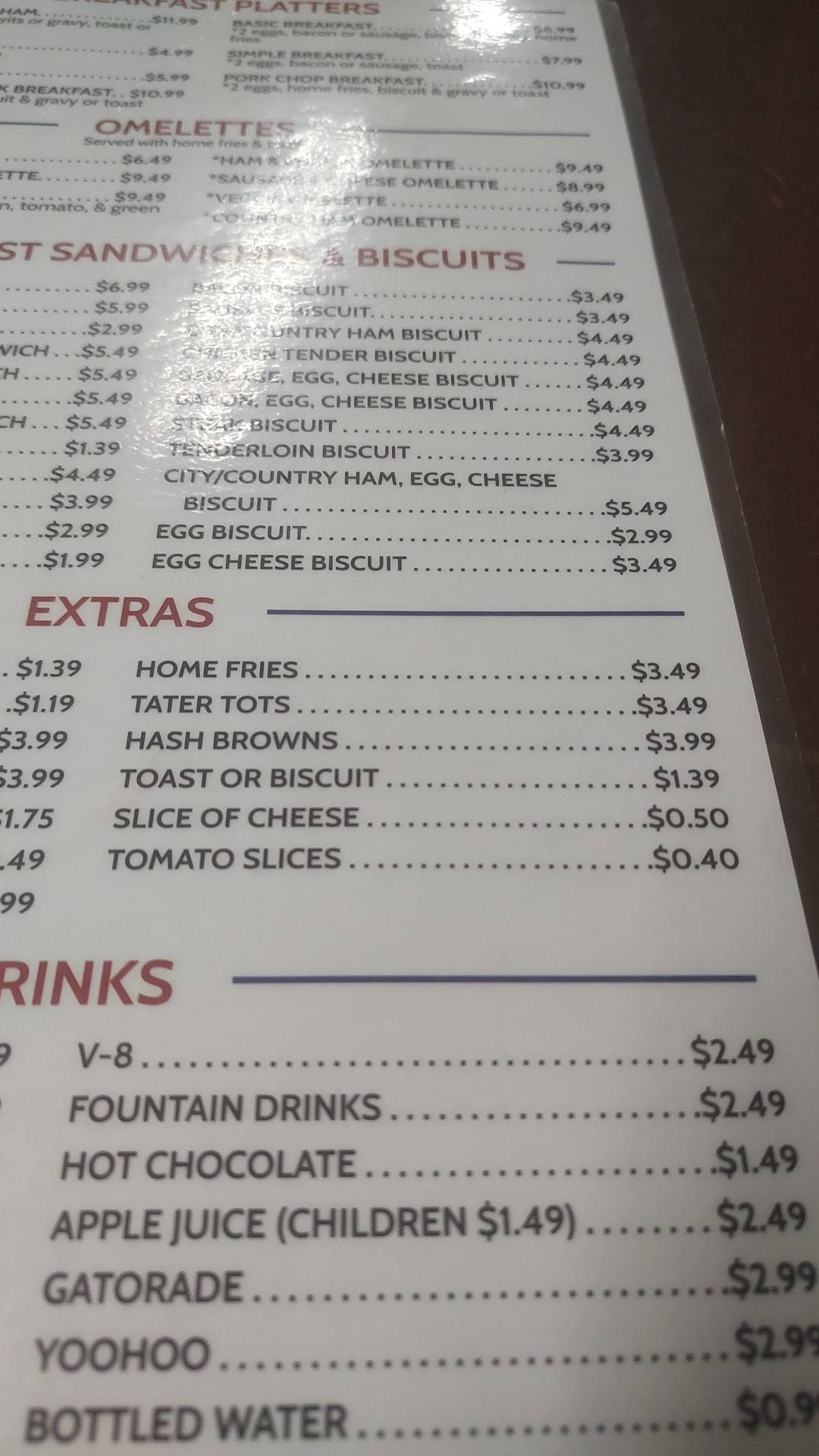 Menu at Top of the Ridge Restaurant, Portland, 111 Main St