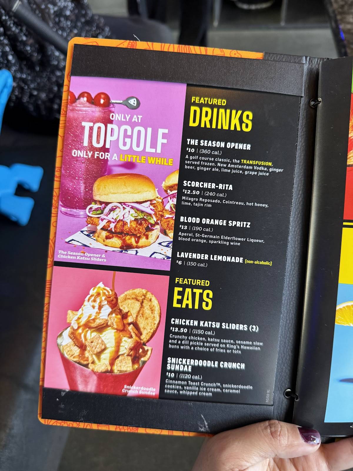 Menu at Topgolf pub & bar, Omaha