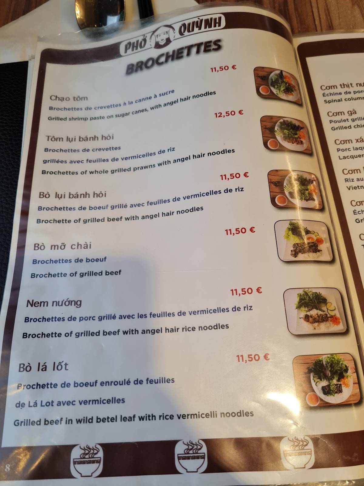 Menu au Pho Quynh restaurant, Torcy, 22 rue Pierre Mendes-France