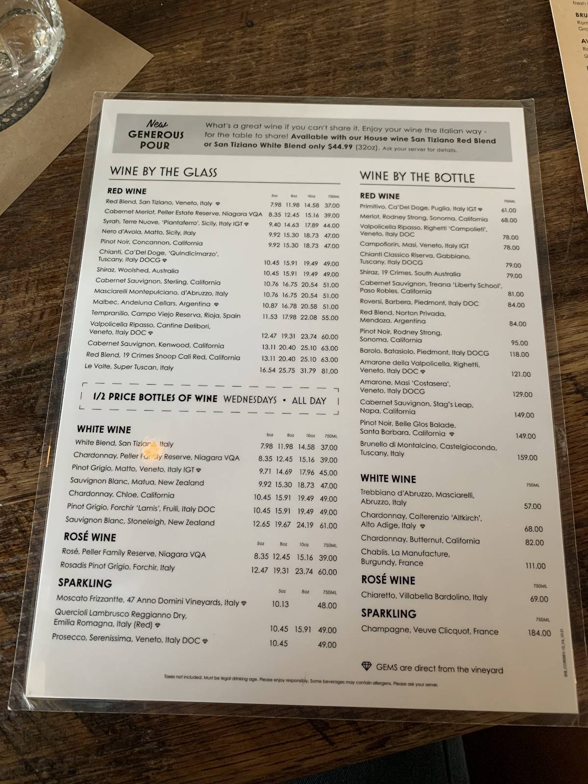 Menu at Scaddabush Italian Kitchen & Bar Vaughan, Toronto, 20 Colossus Dr