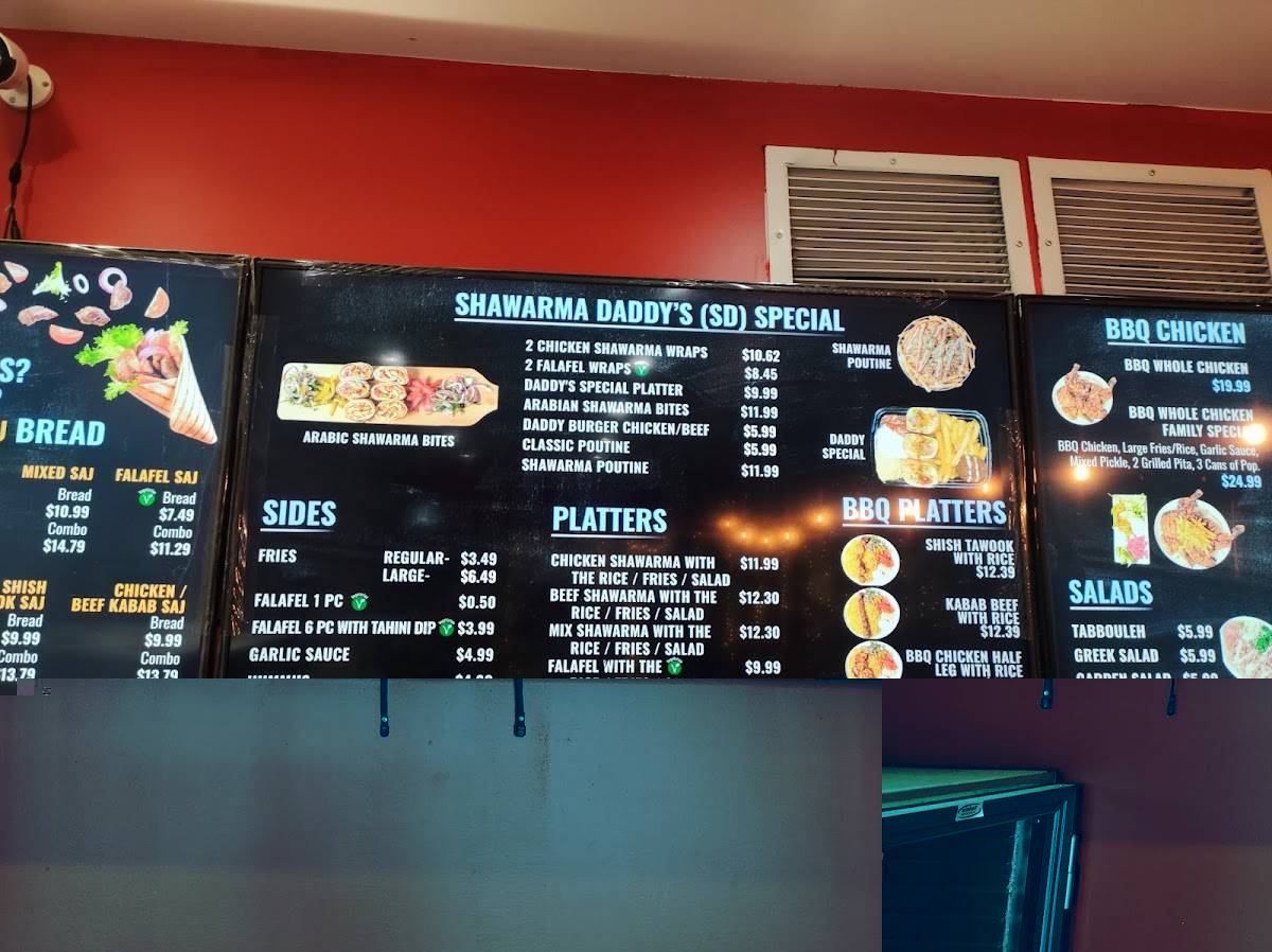 Menu at Shawarma Daddy & Charcoal BBQ, Toronto