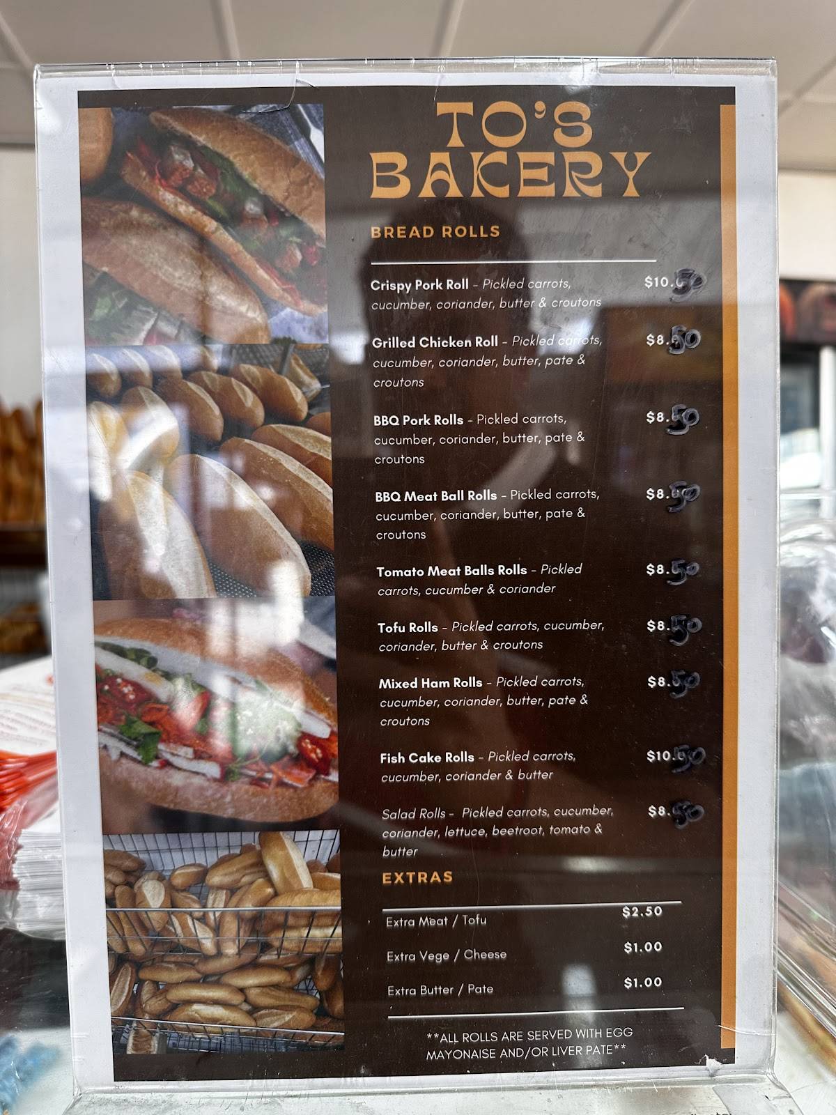 Menu at To's Bakery & Cafe, Footscray