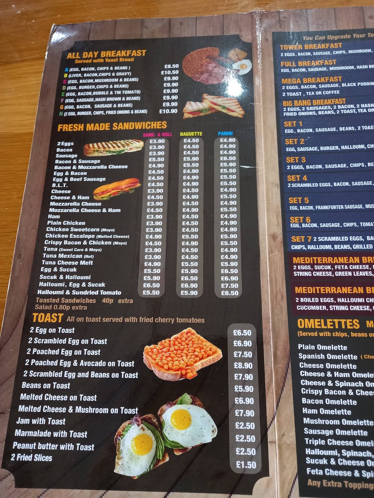 Menu at Tower Cafe, London, 460 Lordship Ln