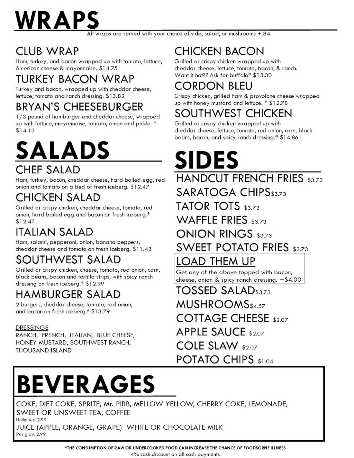 Menu at Traditions Restaurant & Catering, Sabina