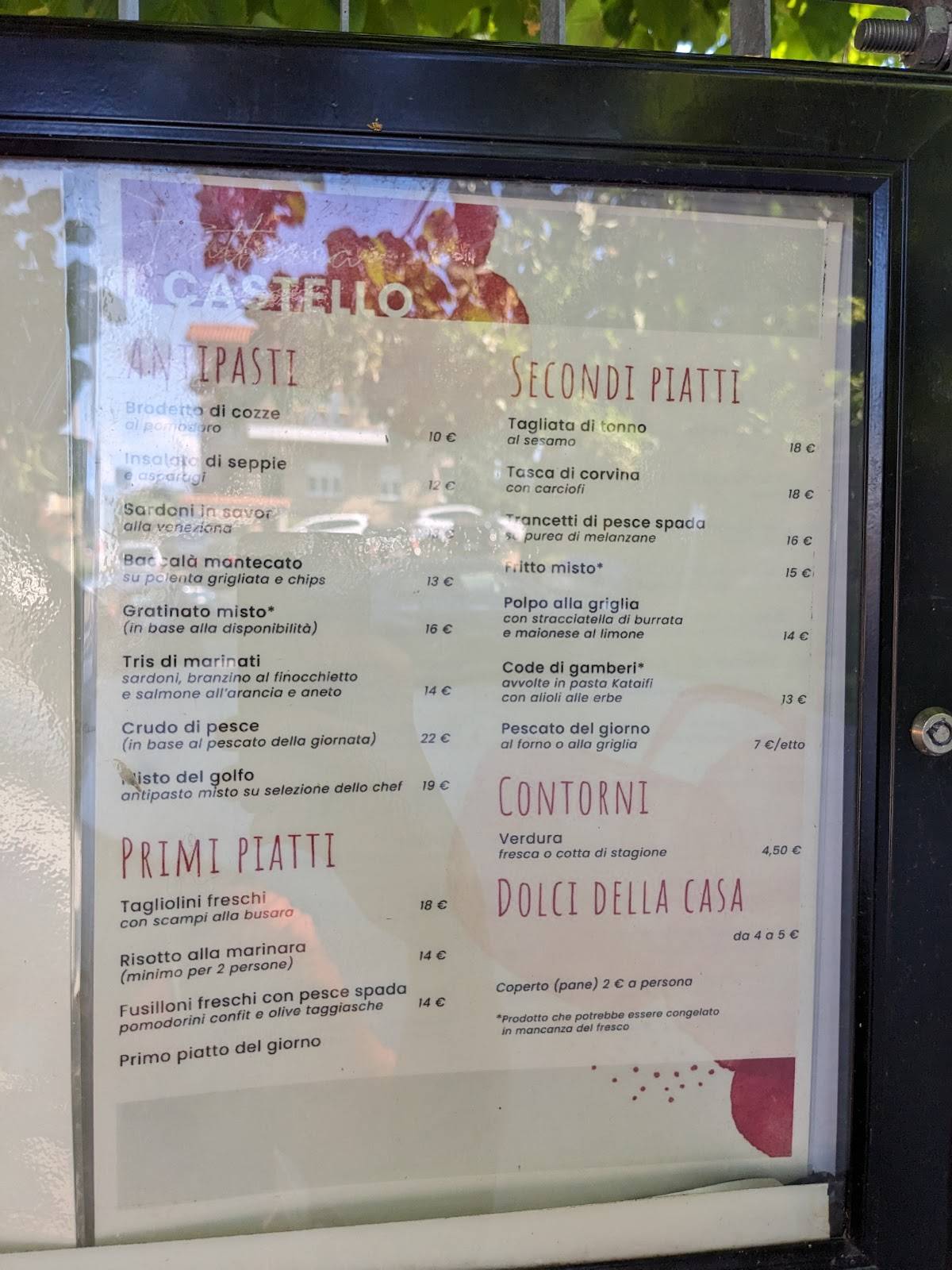 Menu da Trattoria Al Castello ristorante, Muggia