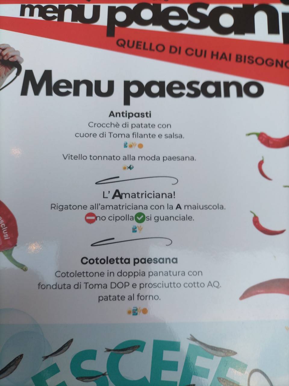 Menu au Trattoria Paesana restaurant, San Maurizio Canavese