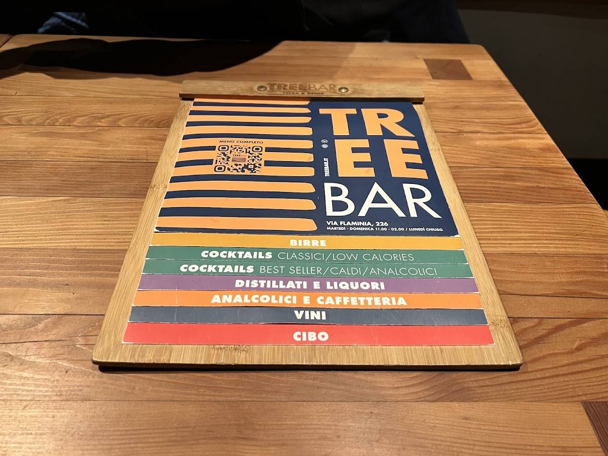 Menu da Treebar, Roma, Via Flaminia