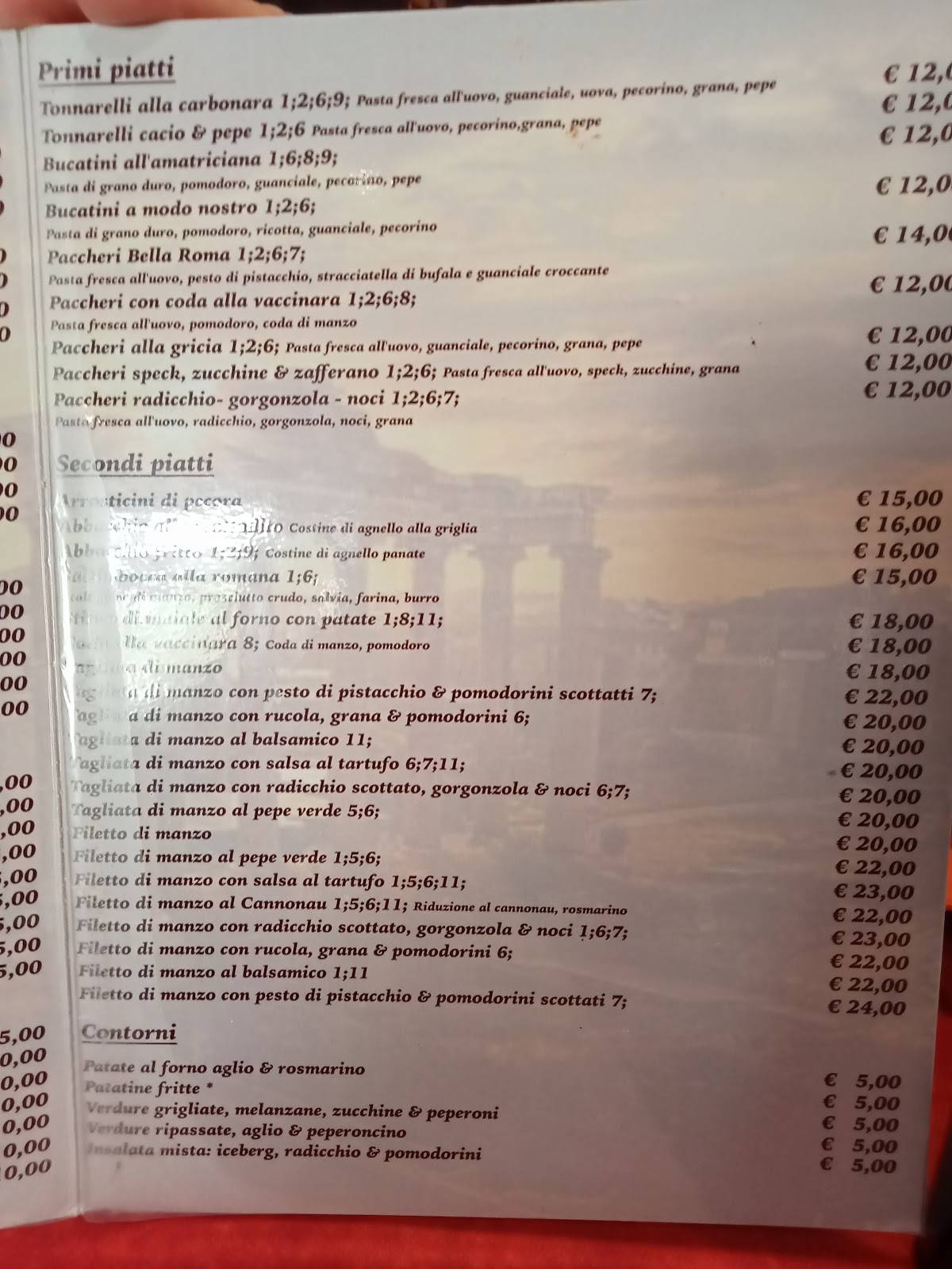 Speisekarte von Trattoria Bella Roma restaurant, Cagliari