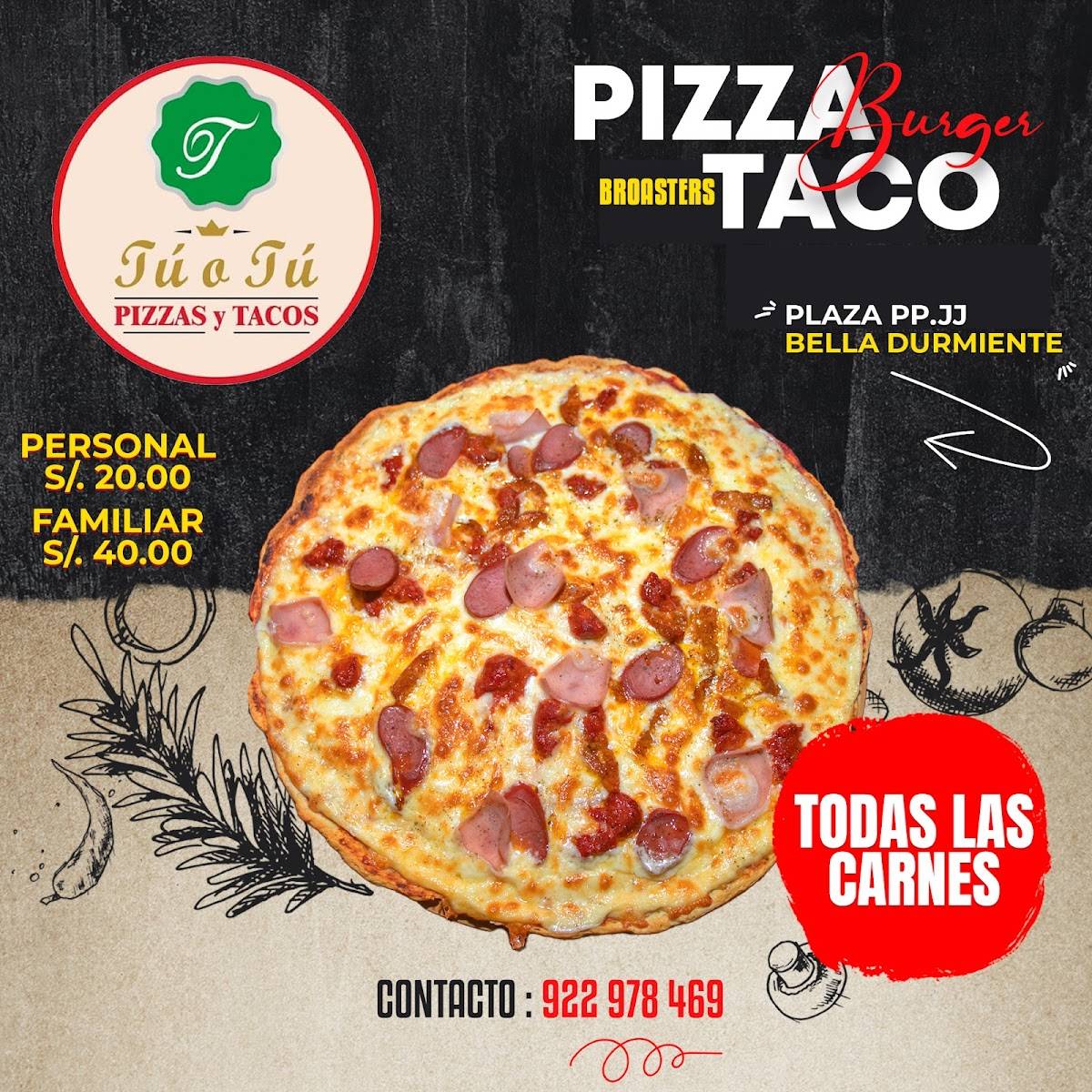 Carta del restaurante Tú o Tú Pizzas y Tacos, Peru