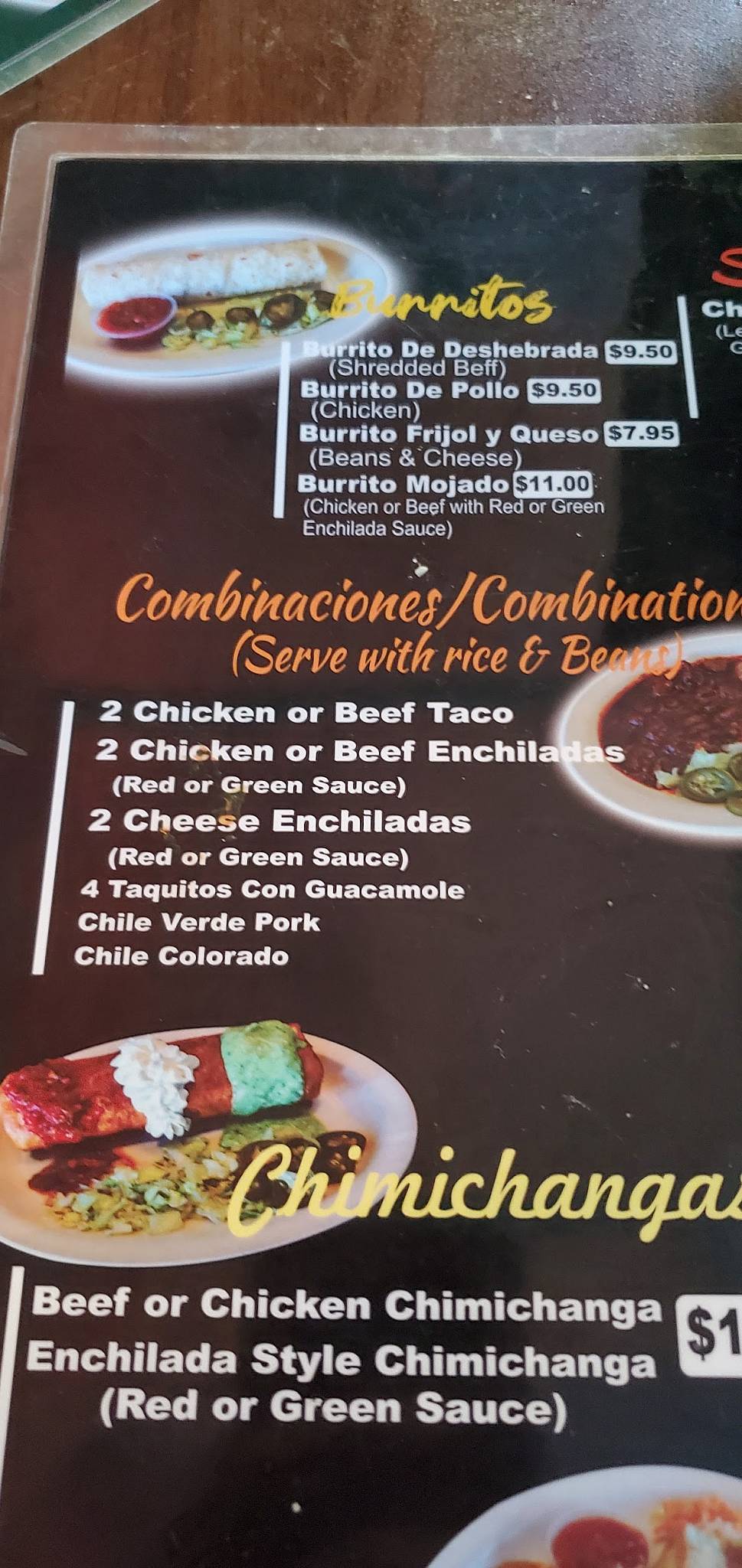 Menu at Iguana Cafe & Bar, Tucson