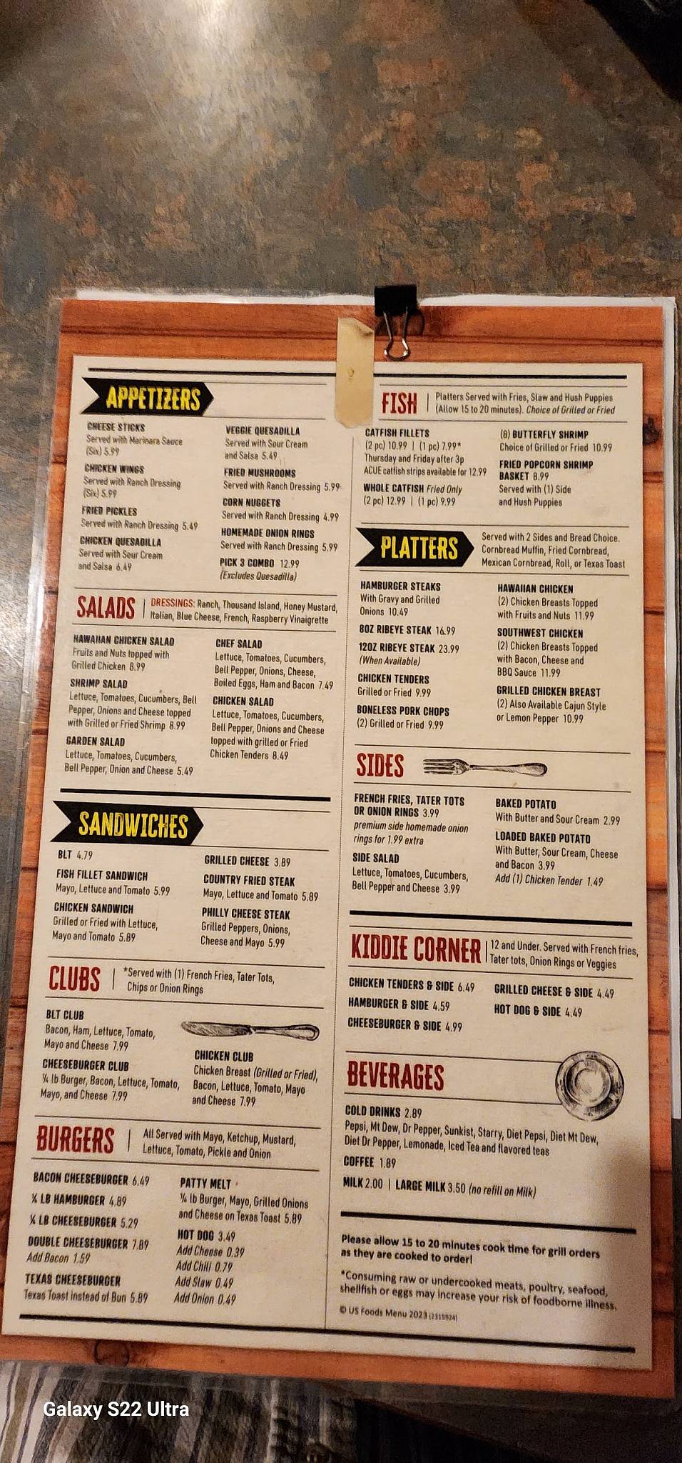 Menu at Momma Jean's Restaurant, Tuscumbia
