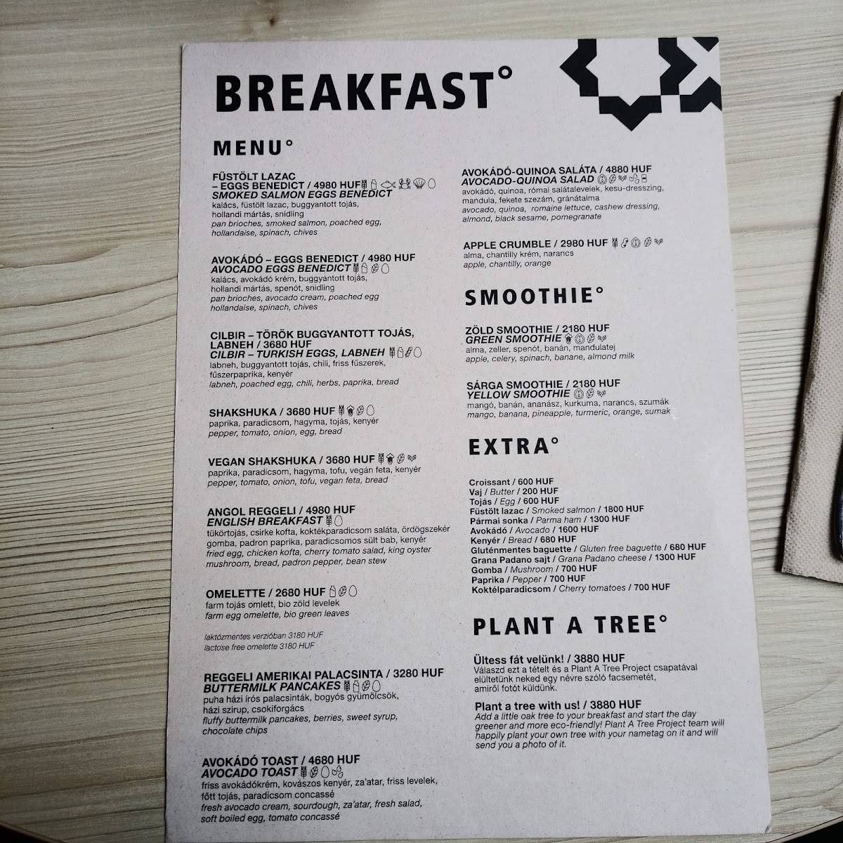 Menu at Twentysix Budapest restaurant, Budapest