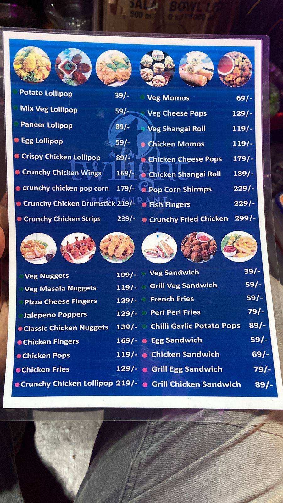 Menu at Twilight Moinabad, Moinabad