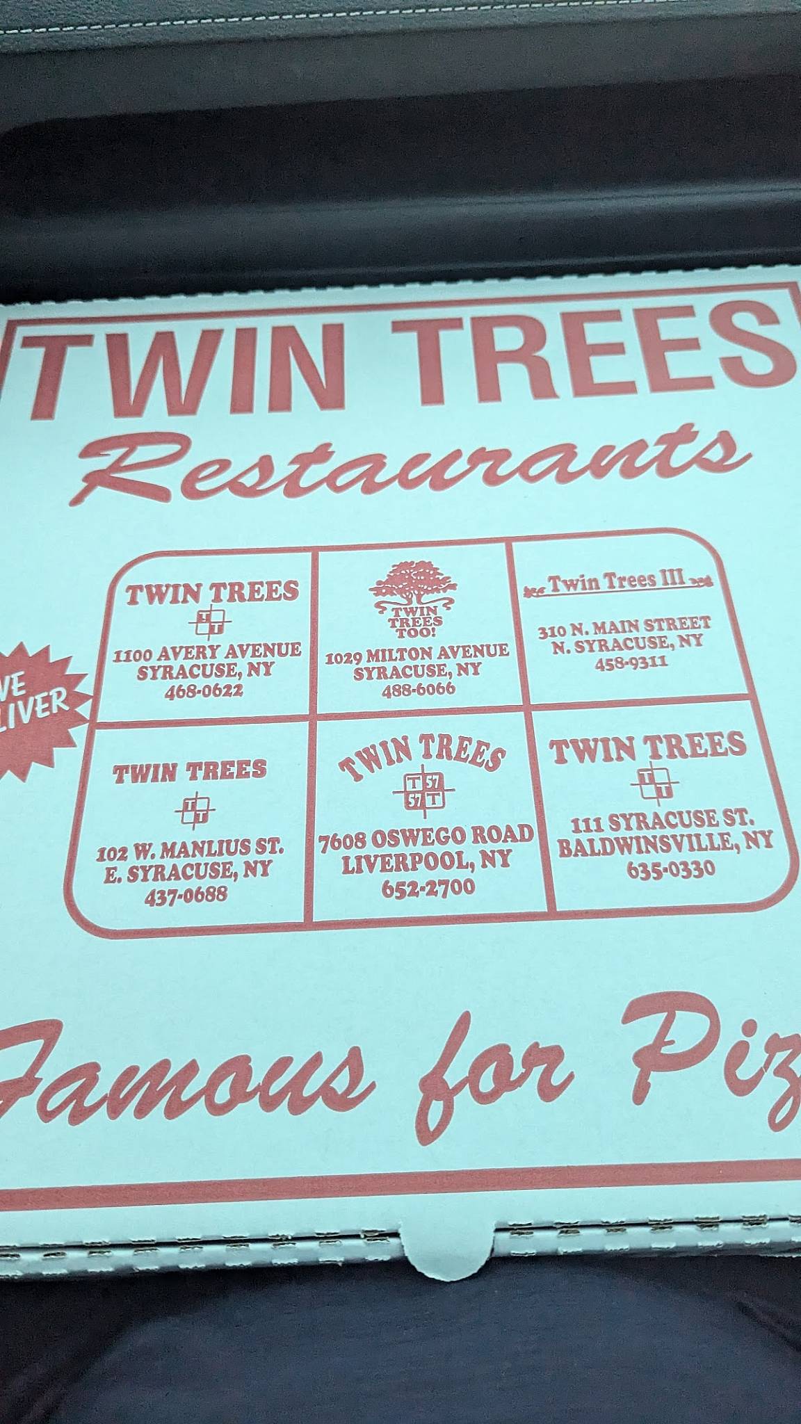 Menu at Twin Trees Restaurant, Syracuse, Avery Ave