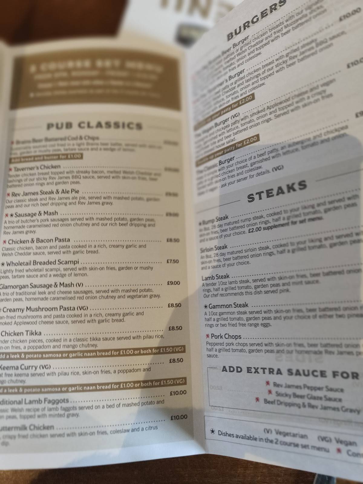 Menu at Ty Nant Inn pub & bar, Cardiff, Ty-Nant Rd