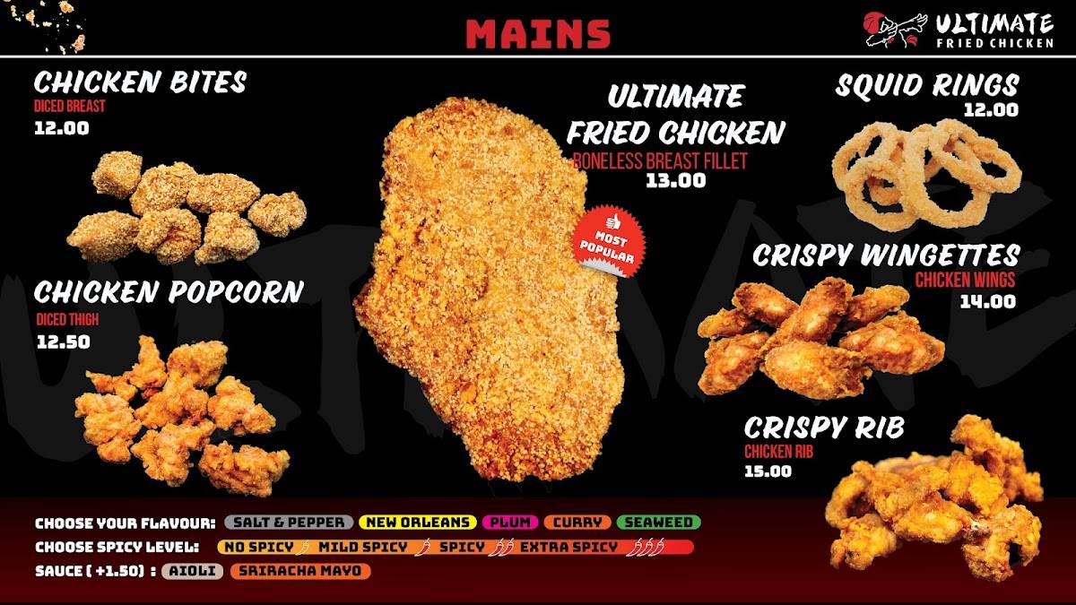 Menu at Ultimate Fried Chicken restaurant, Northbridge