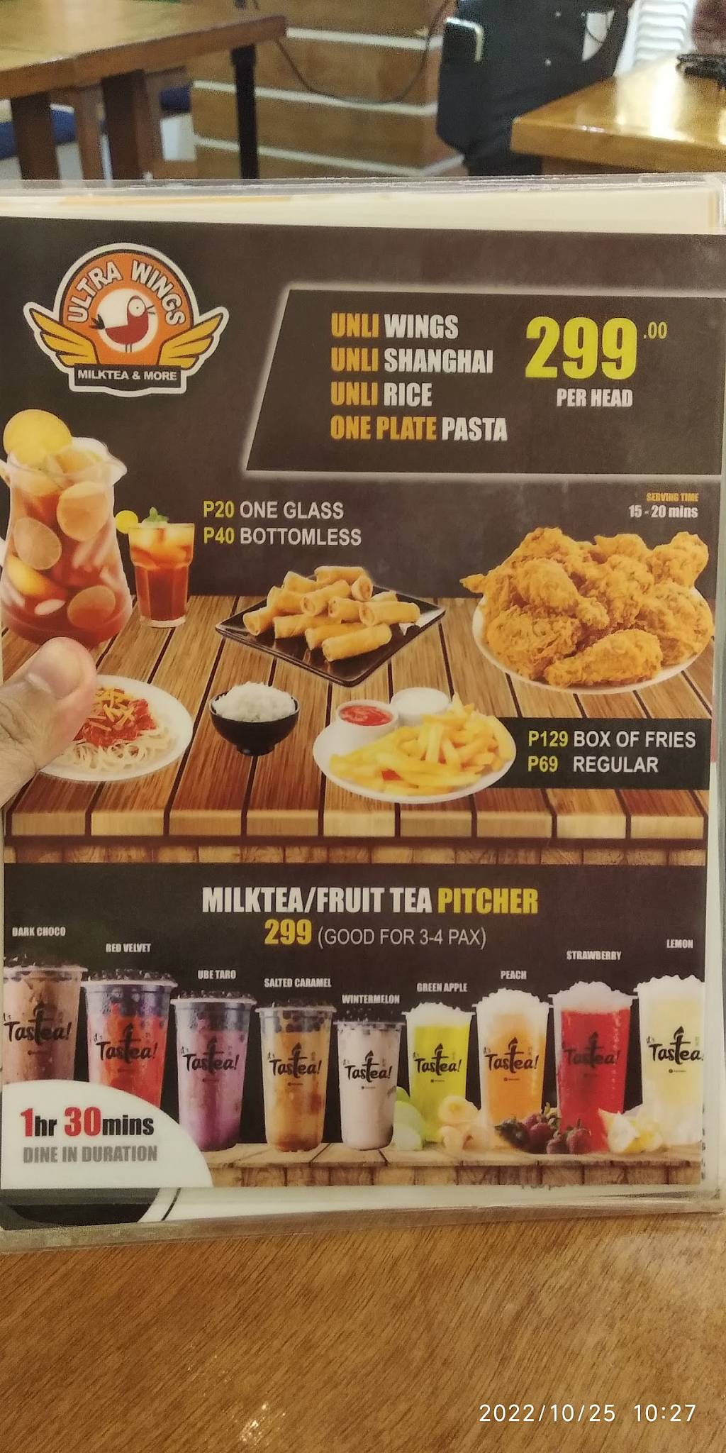 Menu at Ultra Wings restaurant, Quezon City